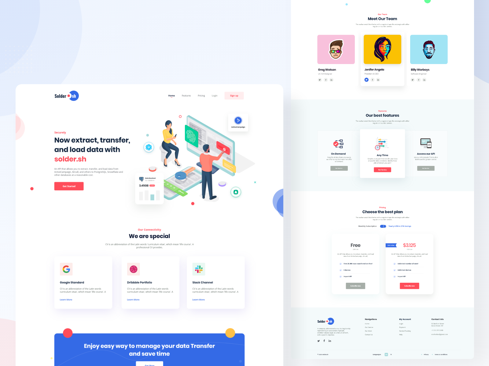 Data Transfer Api Landing Page By Shuvo Cold On Dribbble