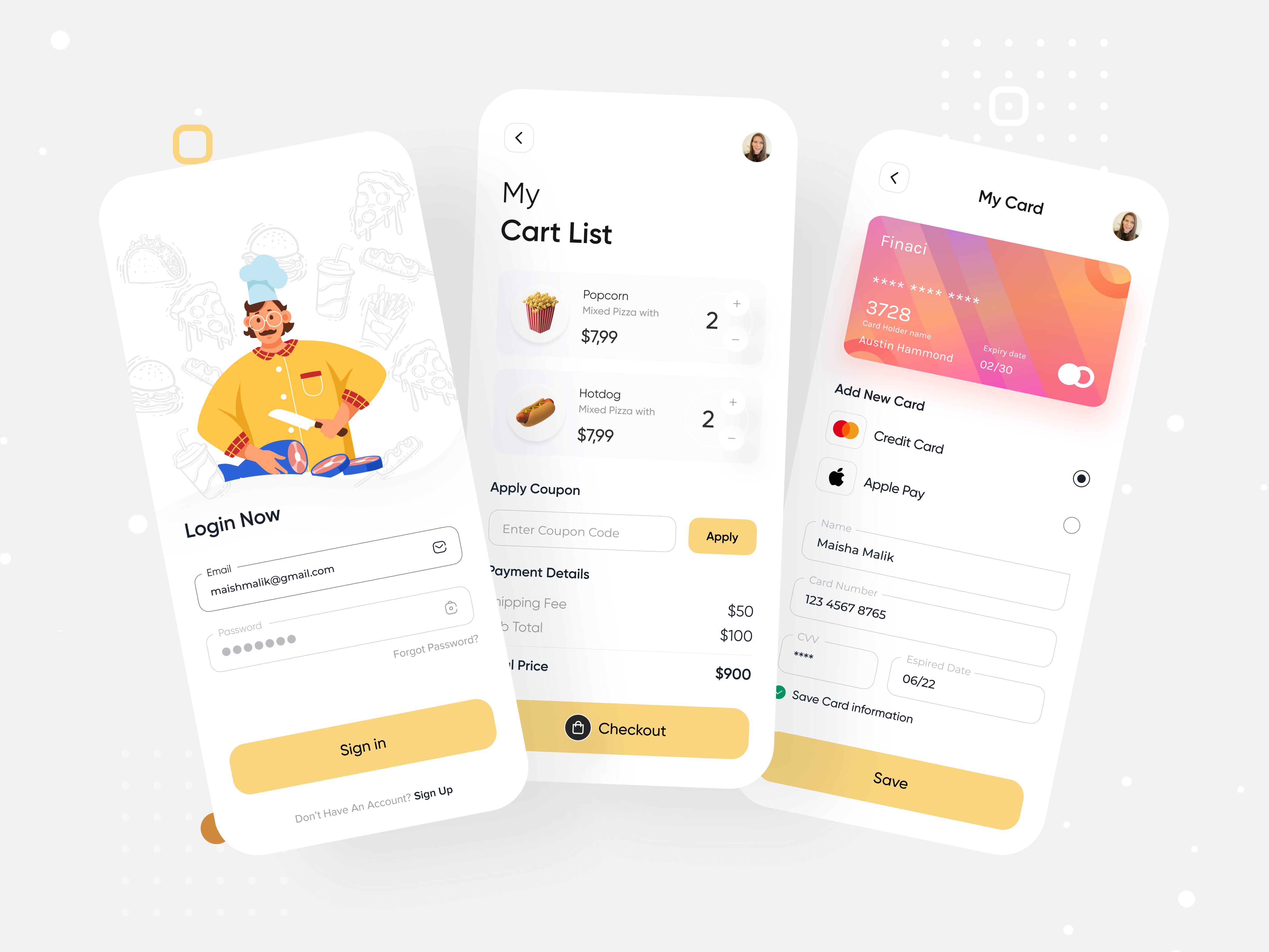 Food app UI 🌭 by Jawadur Rahman Akib on Dribbble