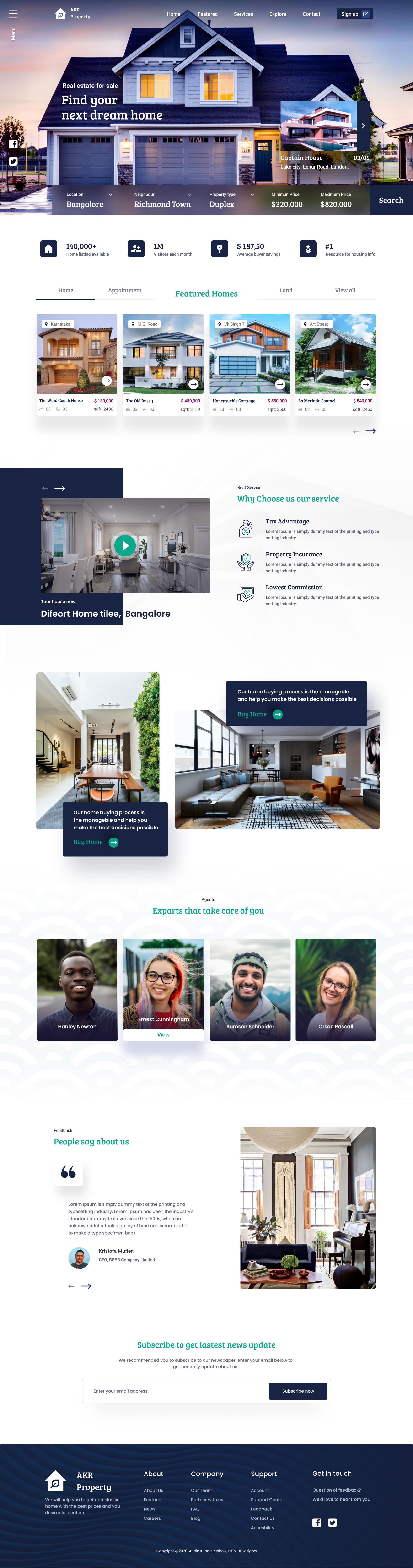 Real Estate Website template design by Audin Rushow on Dribbble
