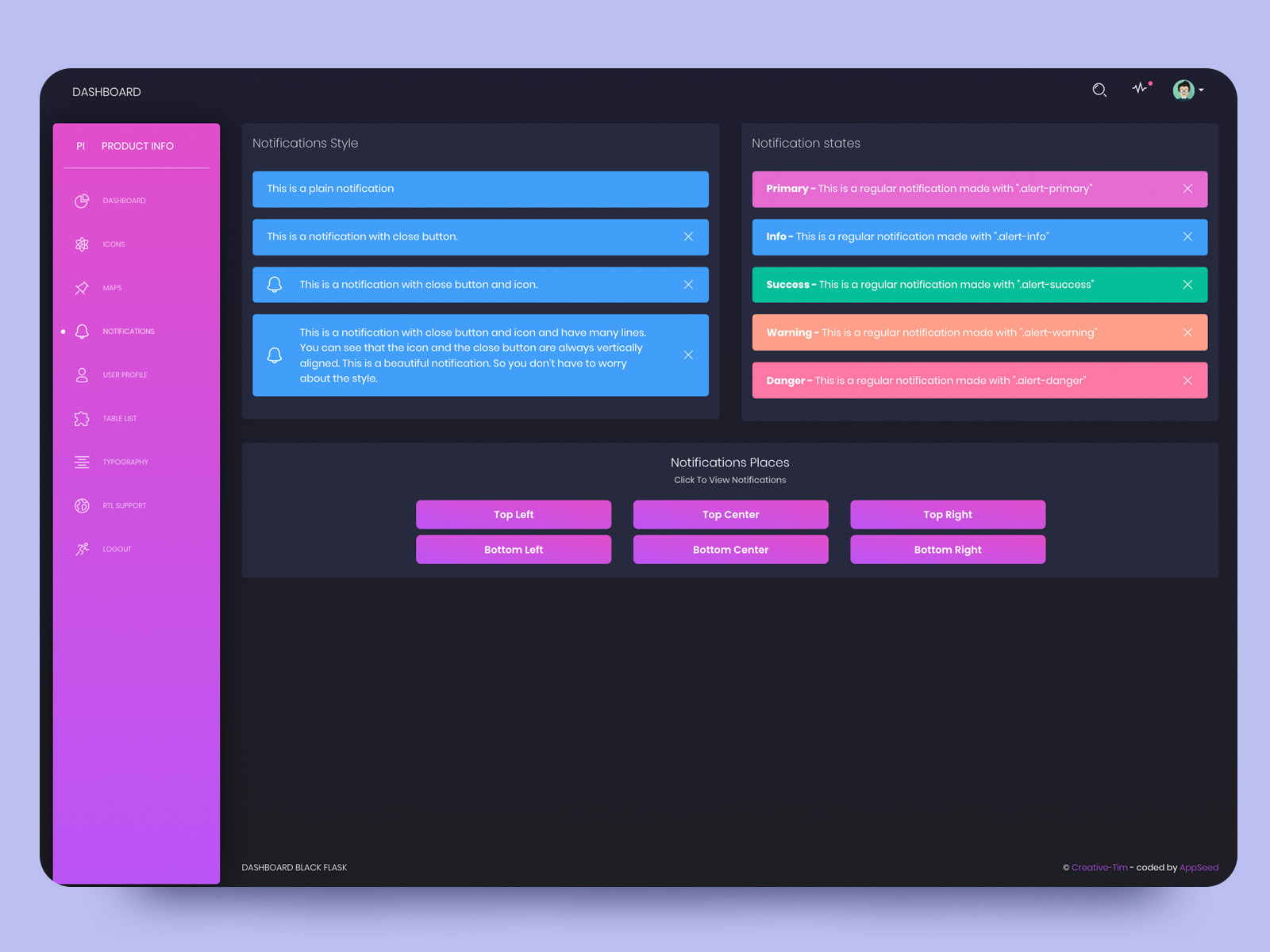 Black Dashboard Flask by Creative Tim on Dribbble