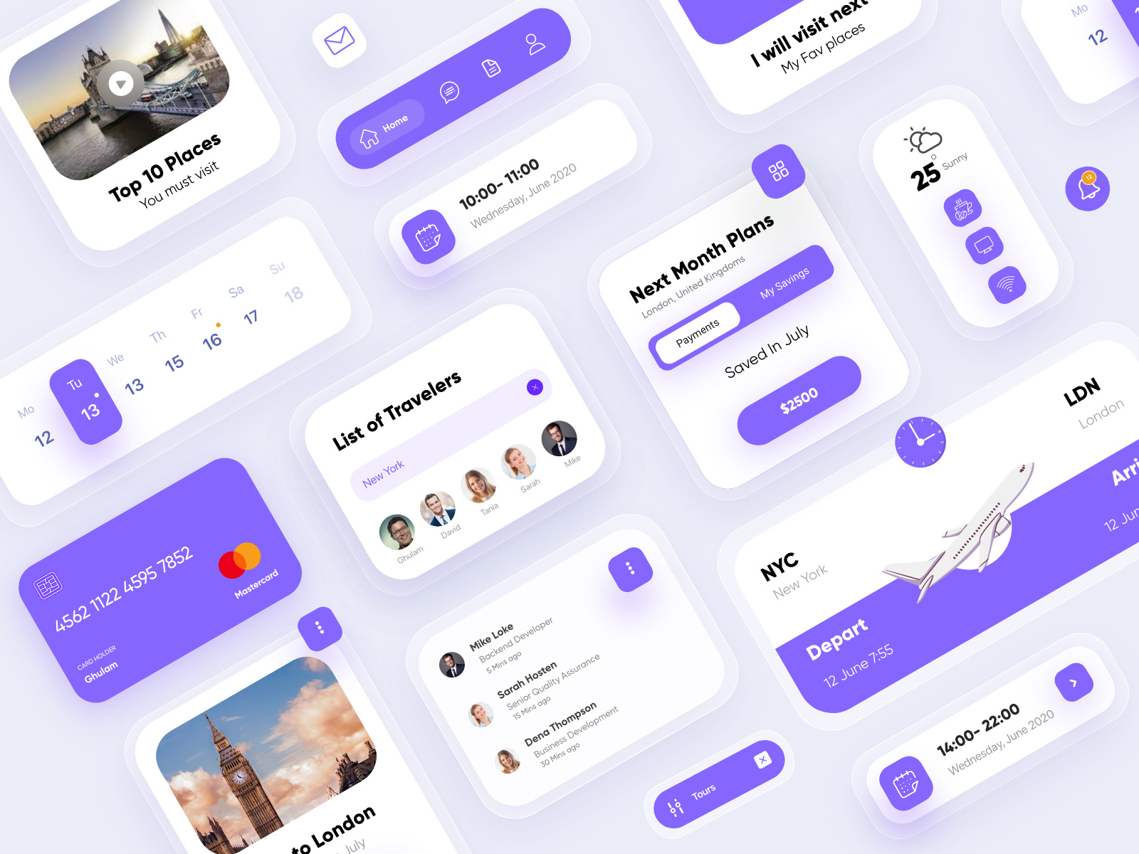 Travel UI Elements by Ghulam for Cuberto on Dribbble