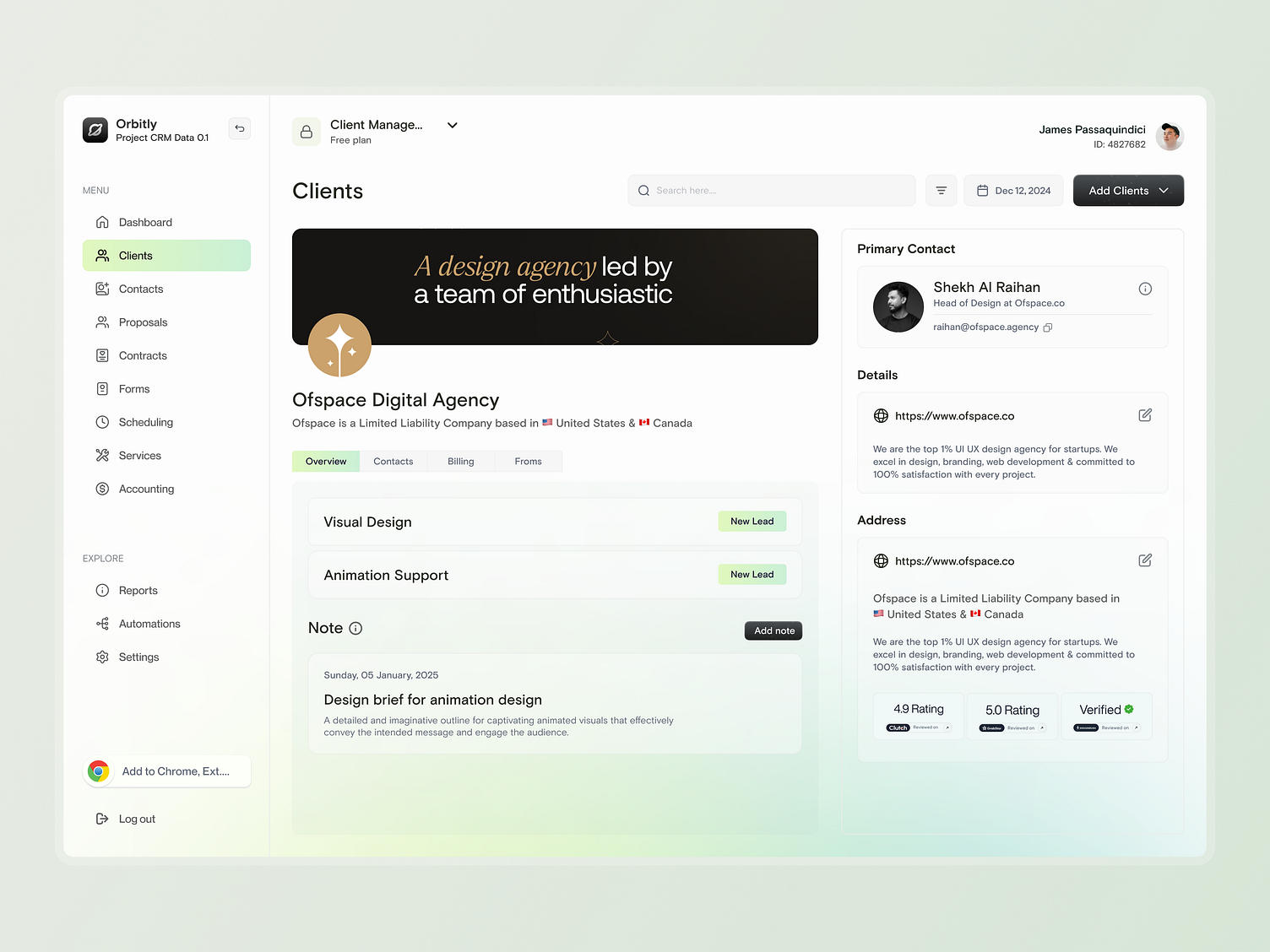 Orbitly - Modern CRM AI Dashboard Clients by Ofspace SaaS for Ofspace ...