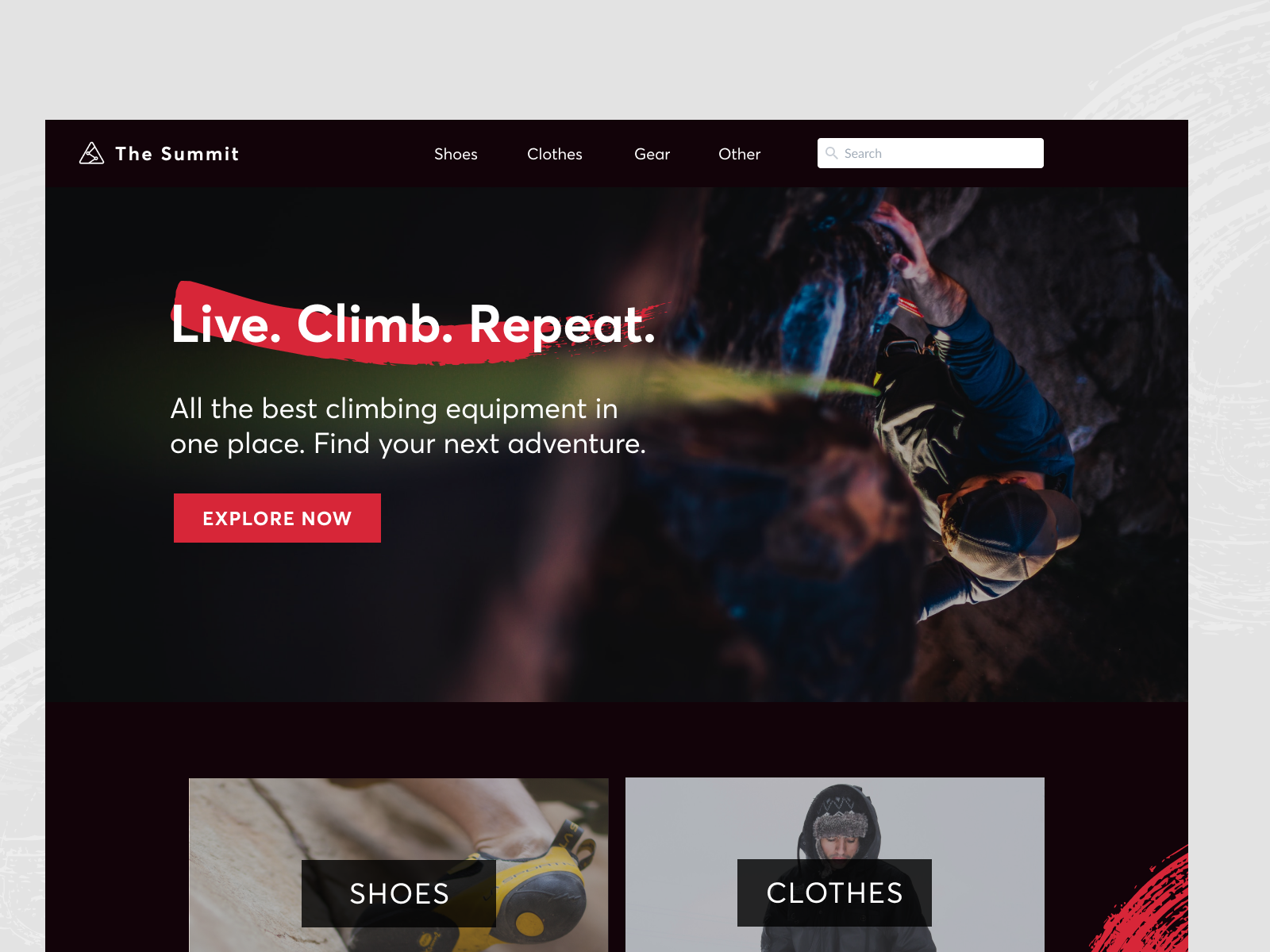 Rock Climbing Shop Website by Alicja Gancarz for Softnauts on Dribbble