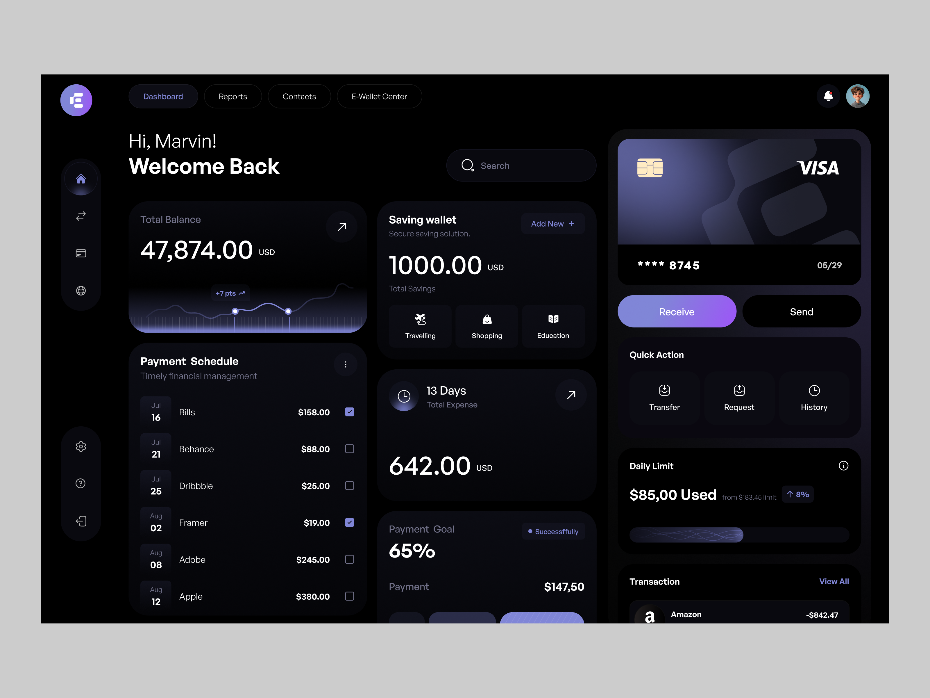 Finance Wallet Dashboard Design by MD Mostahid on Dribbble