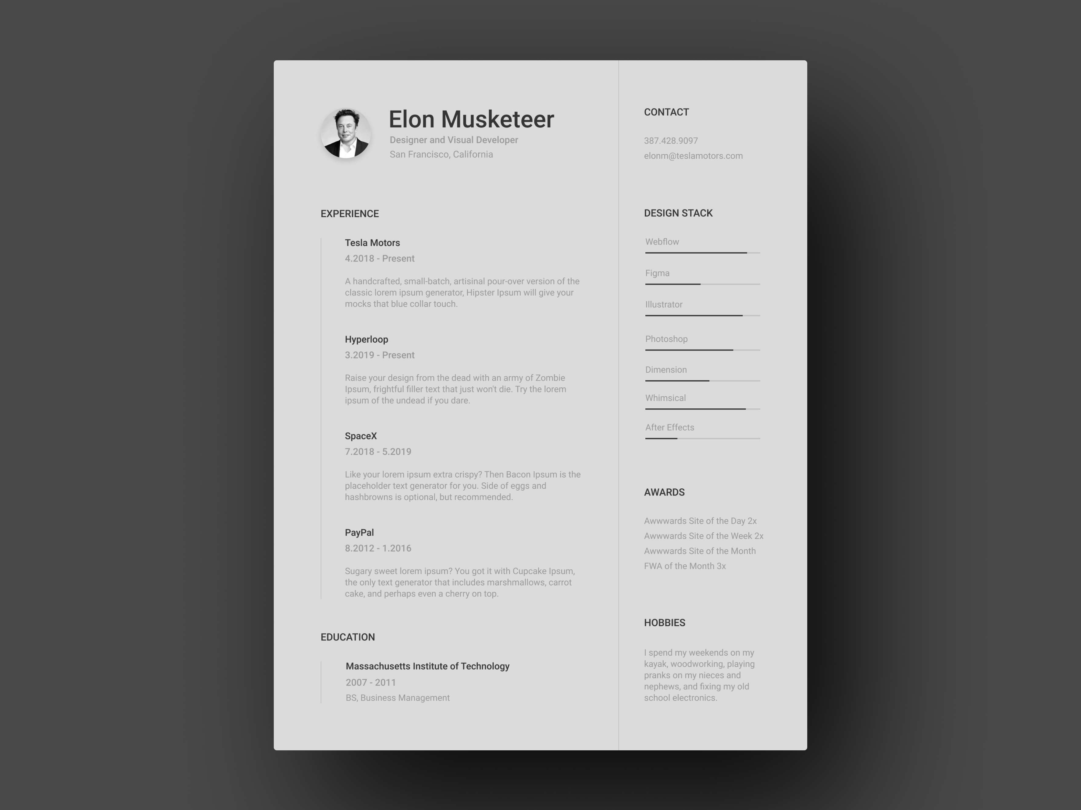 Resume & Cover Letter Template for Figma by Michael Yonke on Dribbble