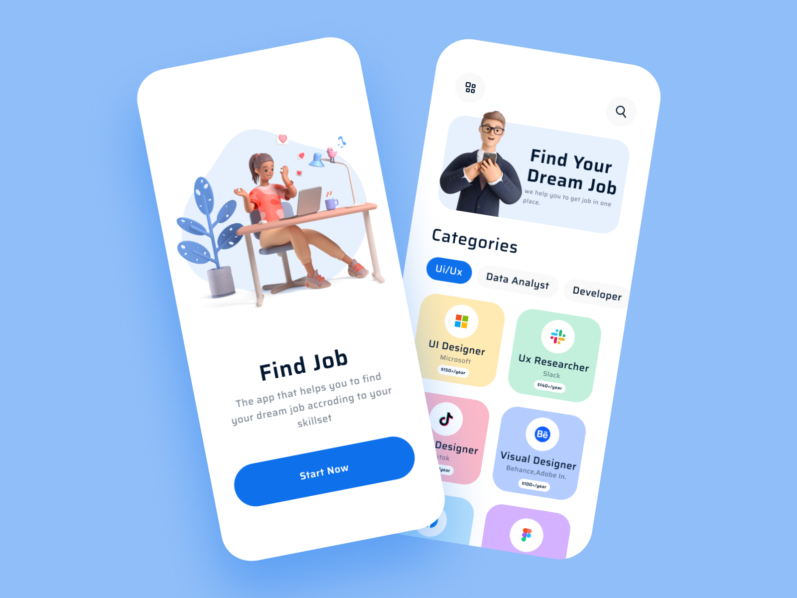 Job Finder Mobile App Exploration by Zesan h. on Dribbble