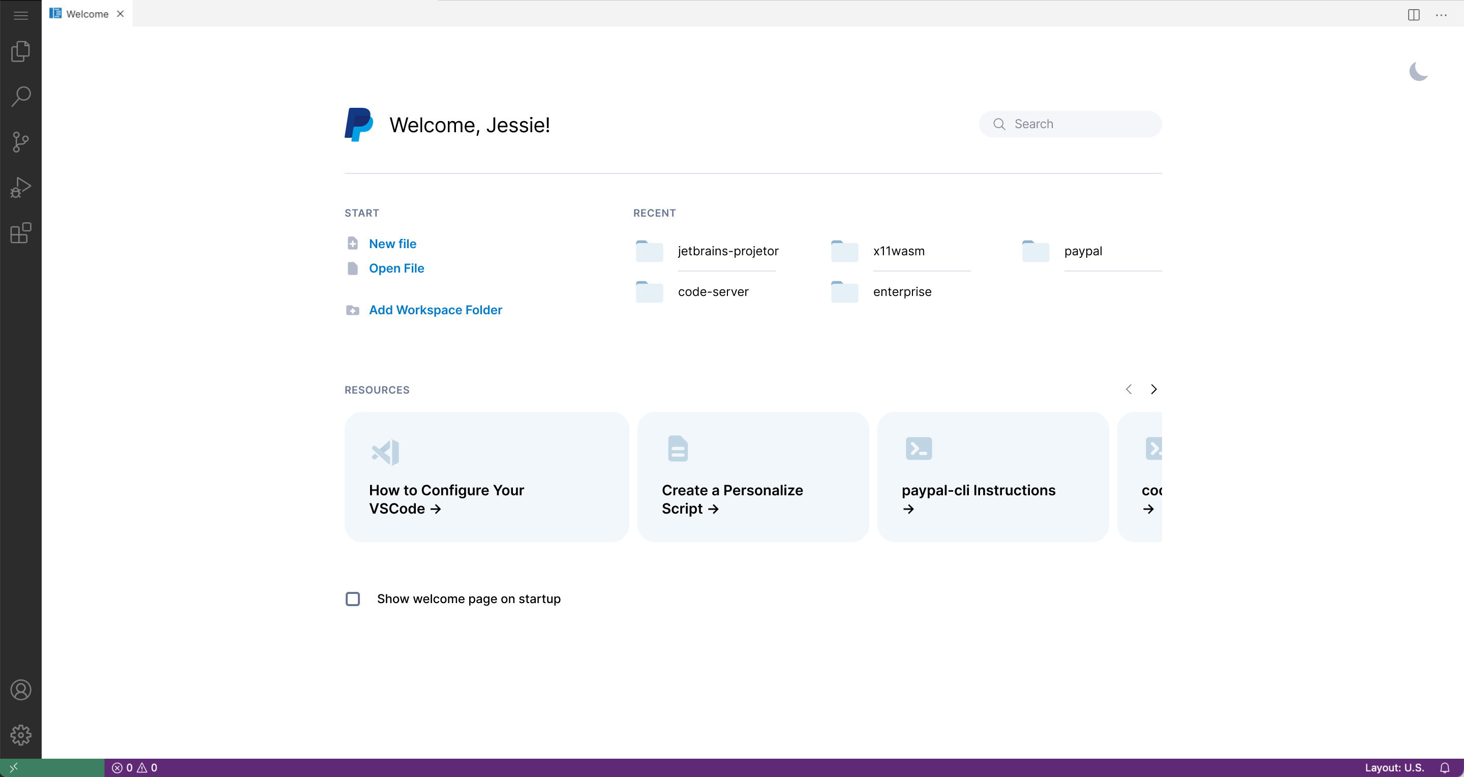 Enterprise VScode Custom Welcome Screen by Alex Gilev on Dribbble