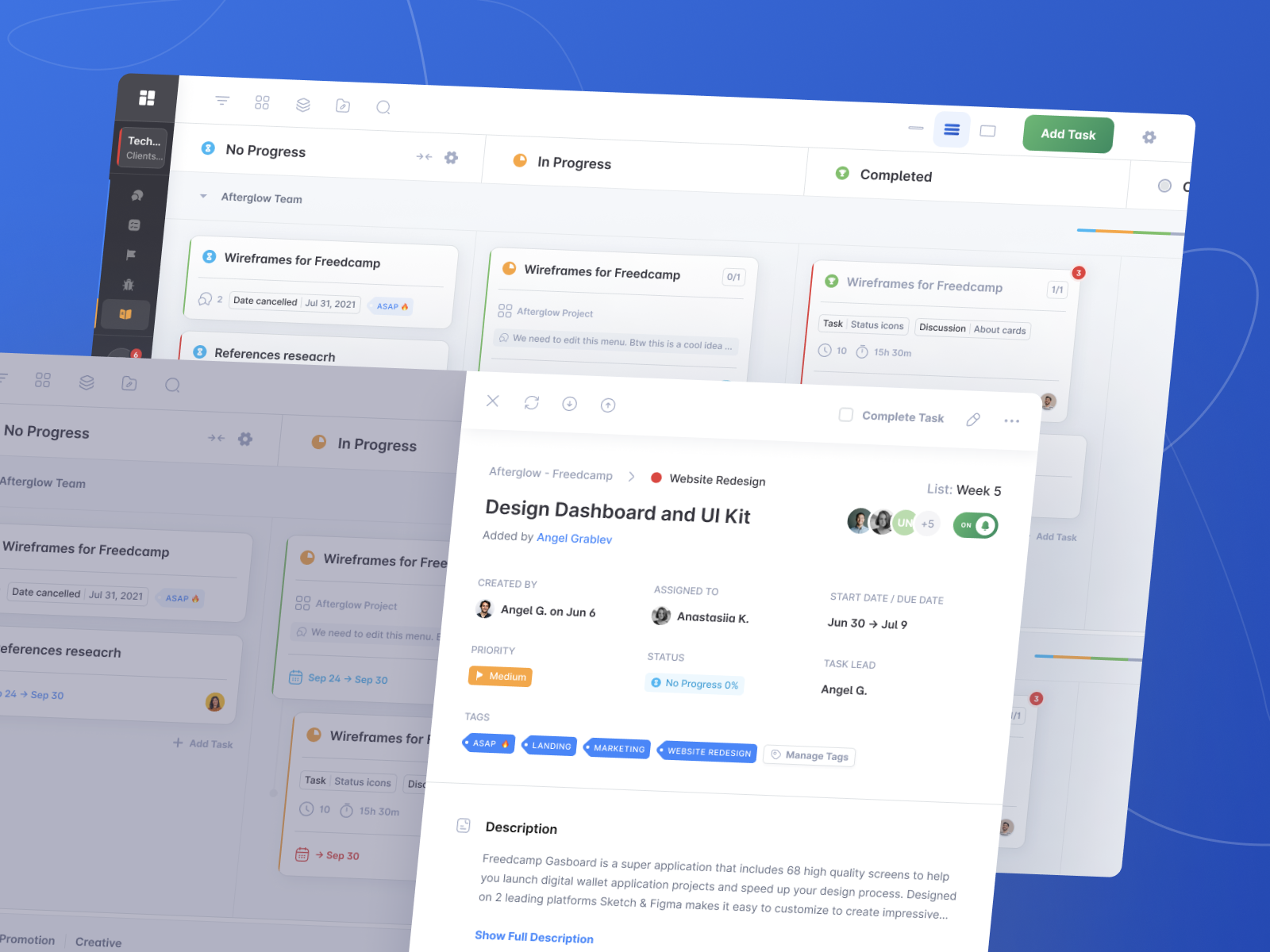 Freedcamp Project Management System by Afterglow on Dribbble