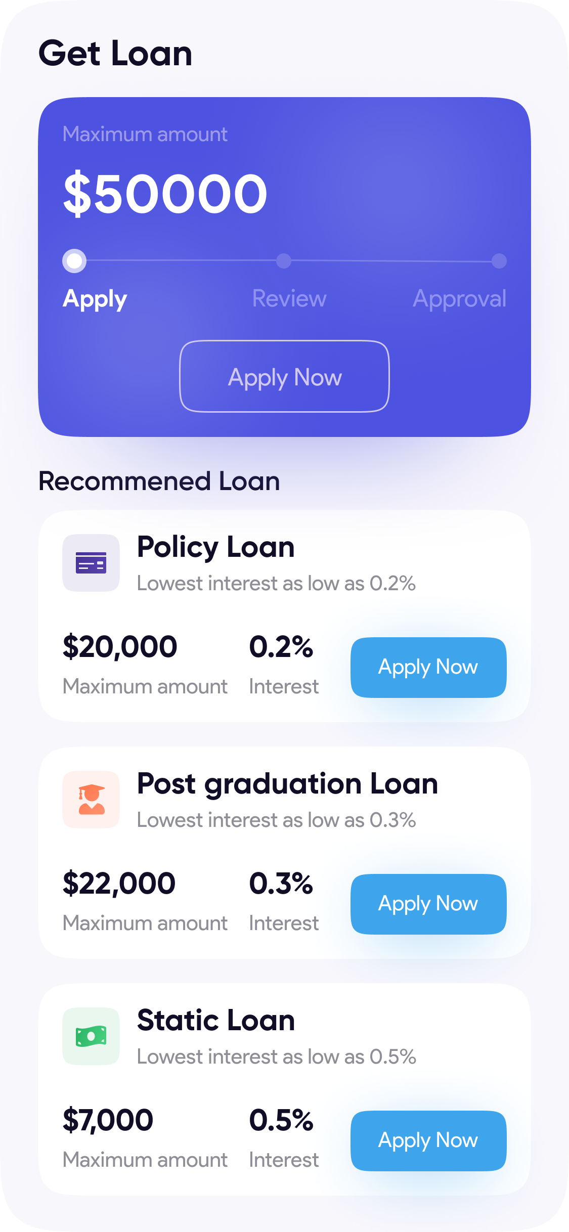 Loan App UI Exploration ️ by S. Datta 💯 on Dribbble