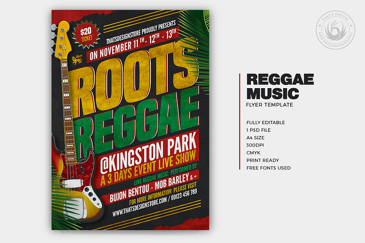 Reggae Music Flyer Template V2 by Lionel Laboureur on Dribbble