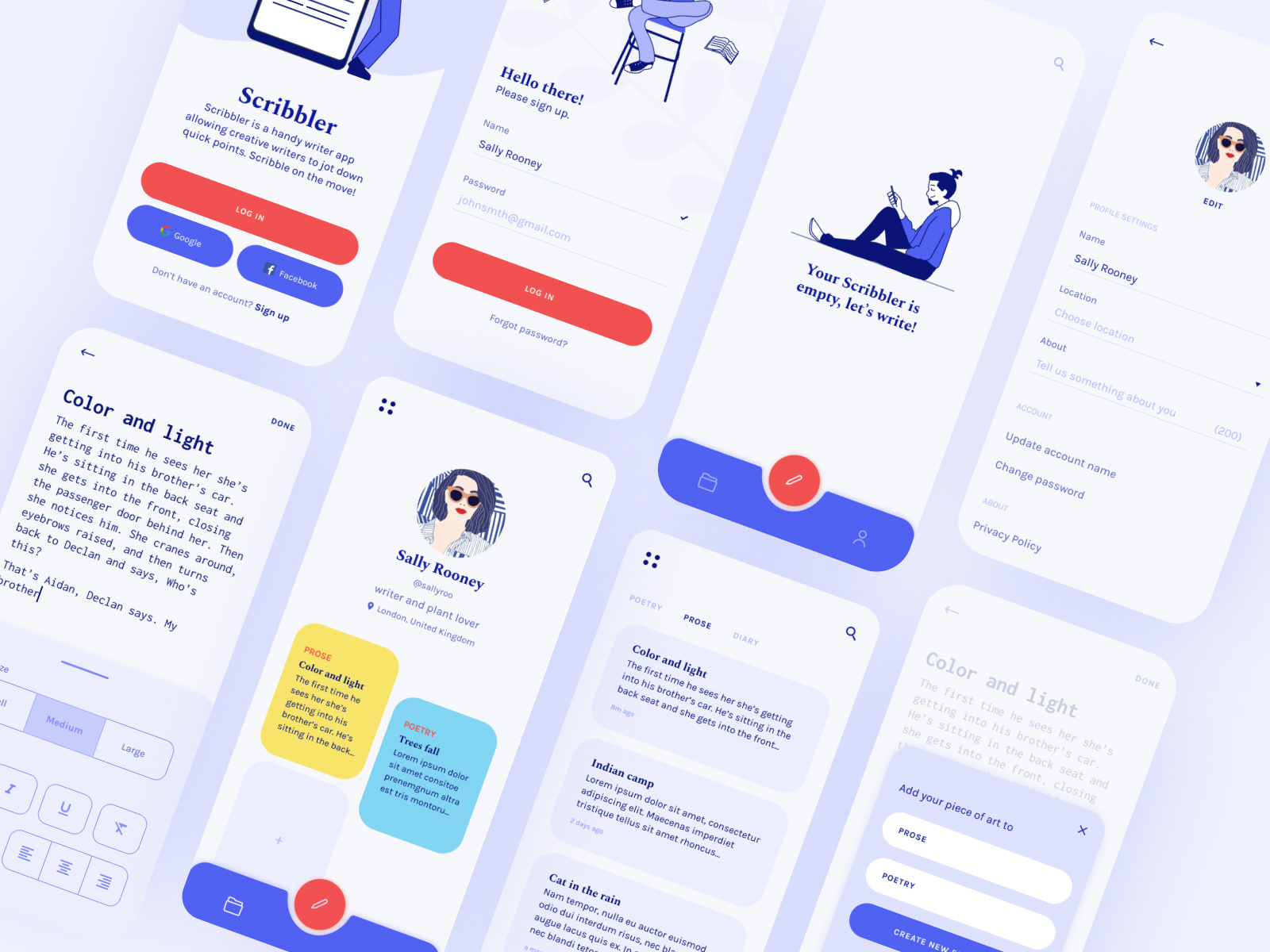 Scribbler - Writing App by Bozana on Dribbble