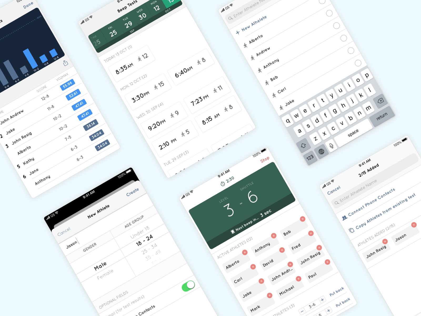 Beep test fitness app for coaches by Aliakbar Attarwala on Dribbble