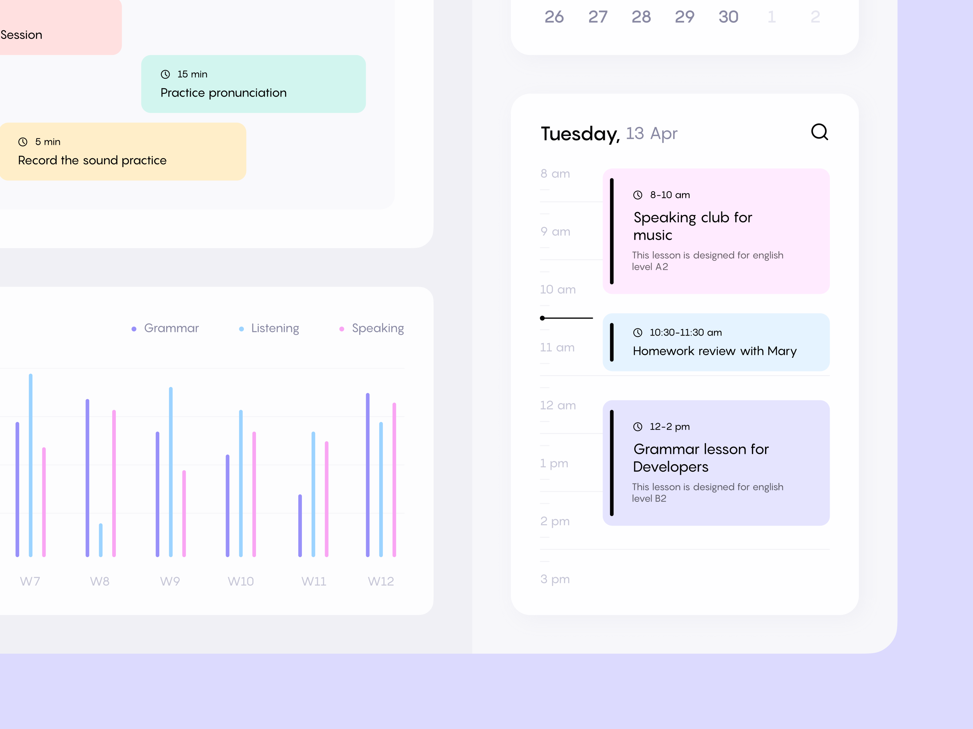 Language School Dashboard by Alisha Chef for Fireart Studio on Dribbble
