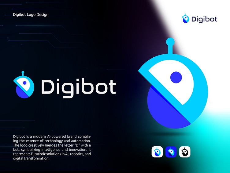 Digibot logo design, Bot, D, Modern, Futuristic, Ai, Unused logo by Md ...