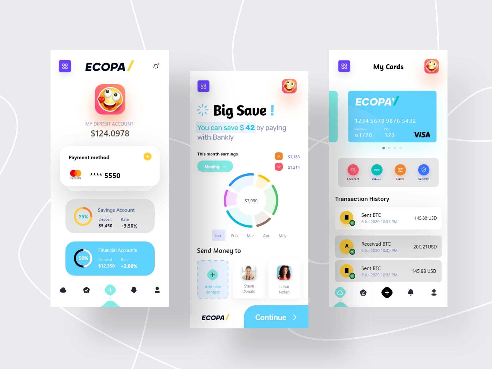 Finance mobile banking app by Masud Rana on Dribbble