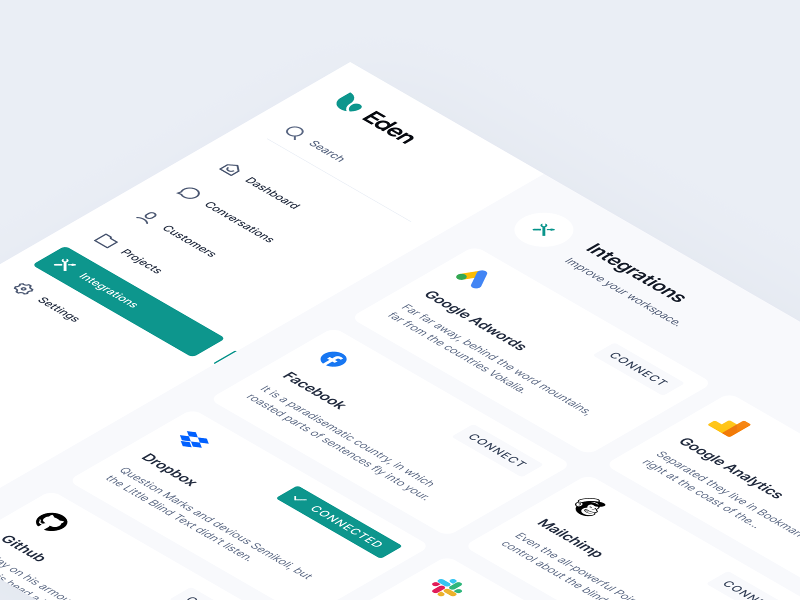 Dashboard: Integrations by Eren on Dribbble
