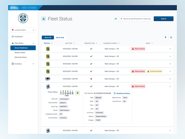 Medical Device Status/Inventory by Benni Mettler on Dribbble