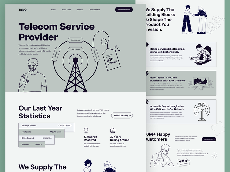 Telecom Service Website Design by Rezwan Nahid for Creative Aliens on ...