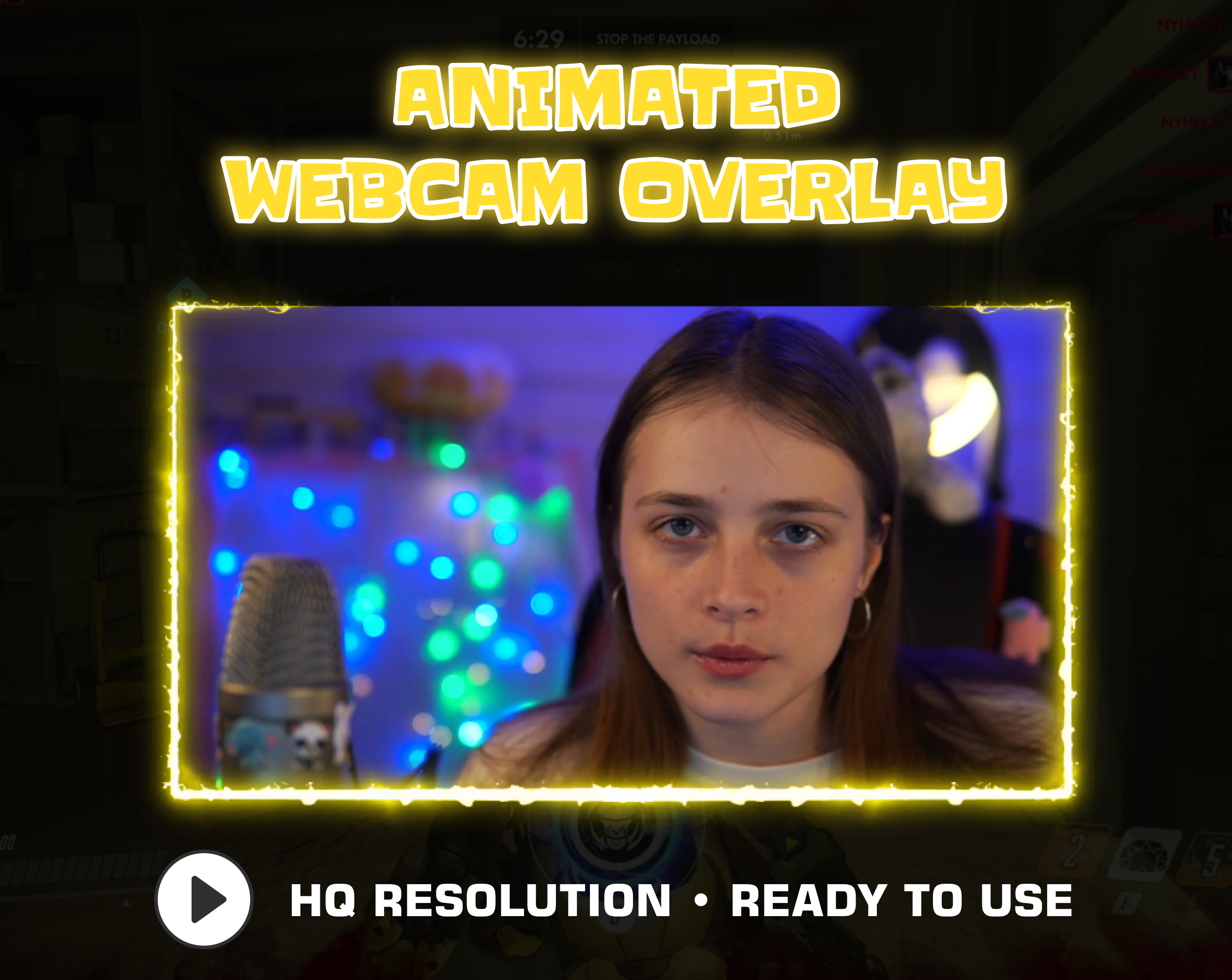 Animated Webcam Overlay for Twitch | Yellow Electric frame by Oksana ...