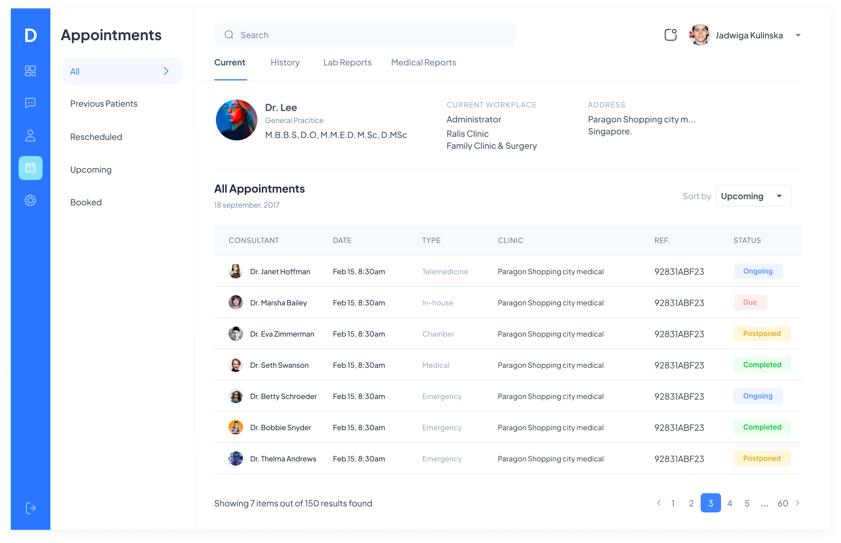 medical appointment dashboard ui by Shourav 🔥 on Dribbble