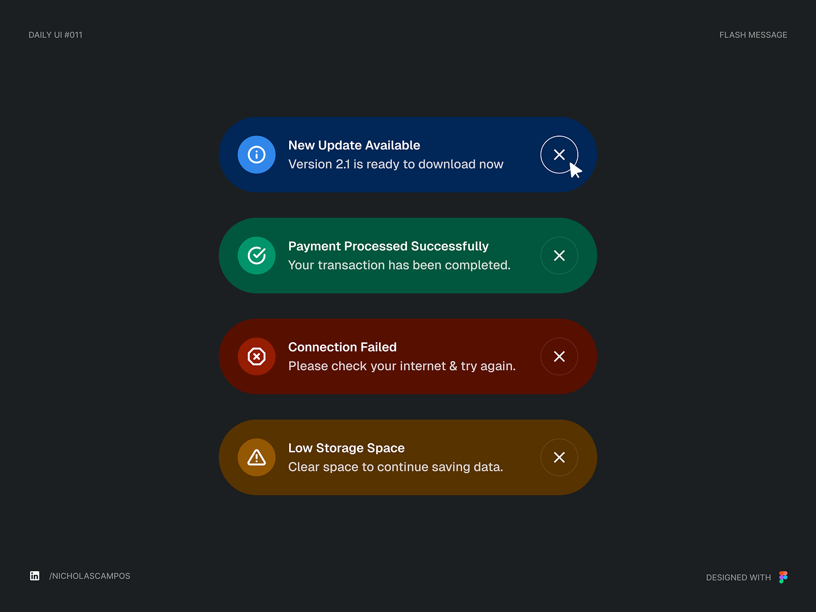 Daily UI #011 - Flash Message by Nick Campos on Dribbble