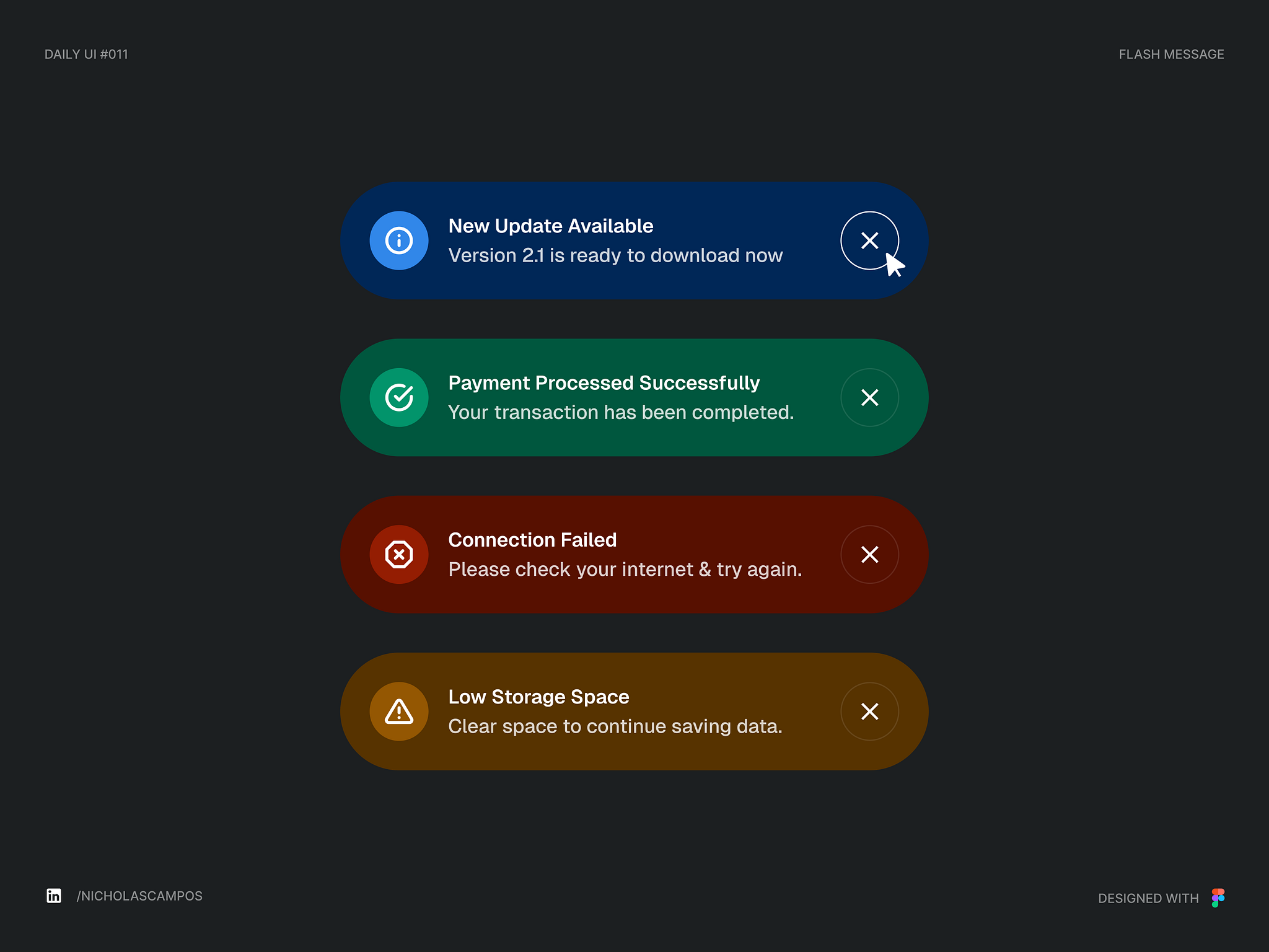 Daily UI #011 - Flash Message by Nick Campos on Dribbble