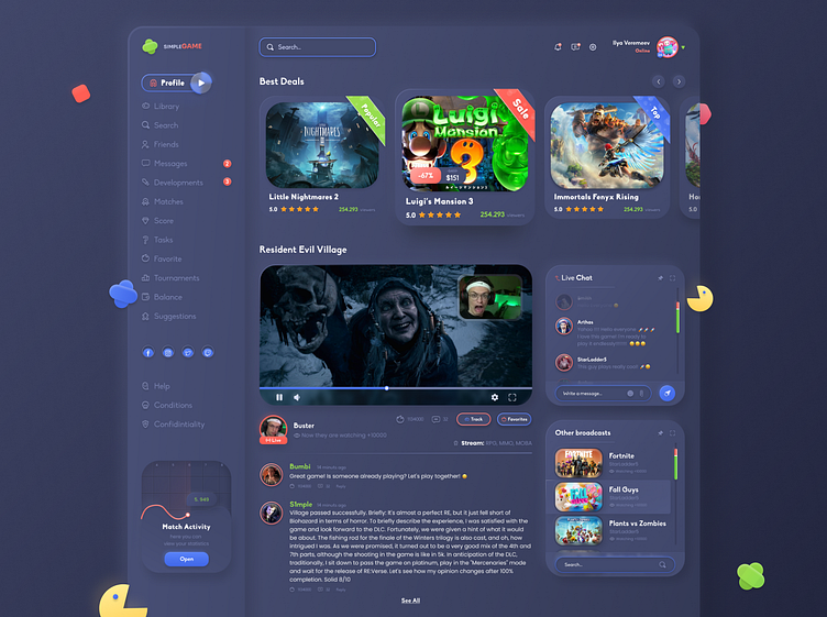 Game design - Profile page by Ilya Veremeev on Dribbble