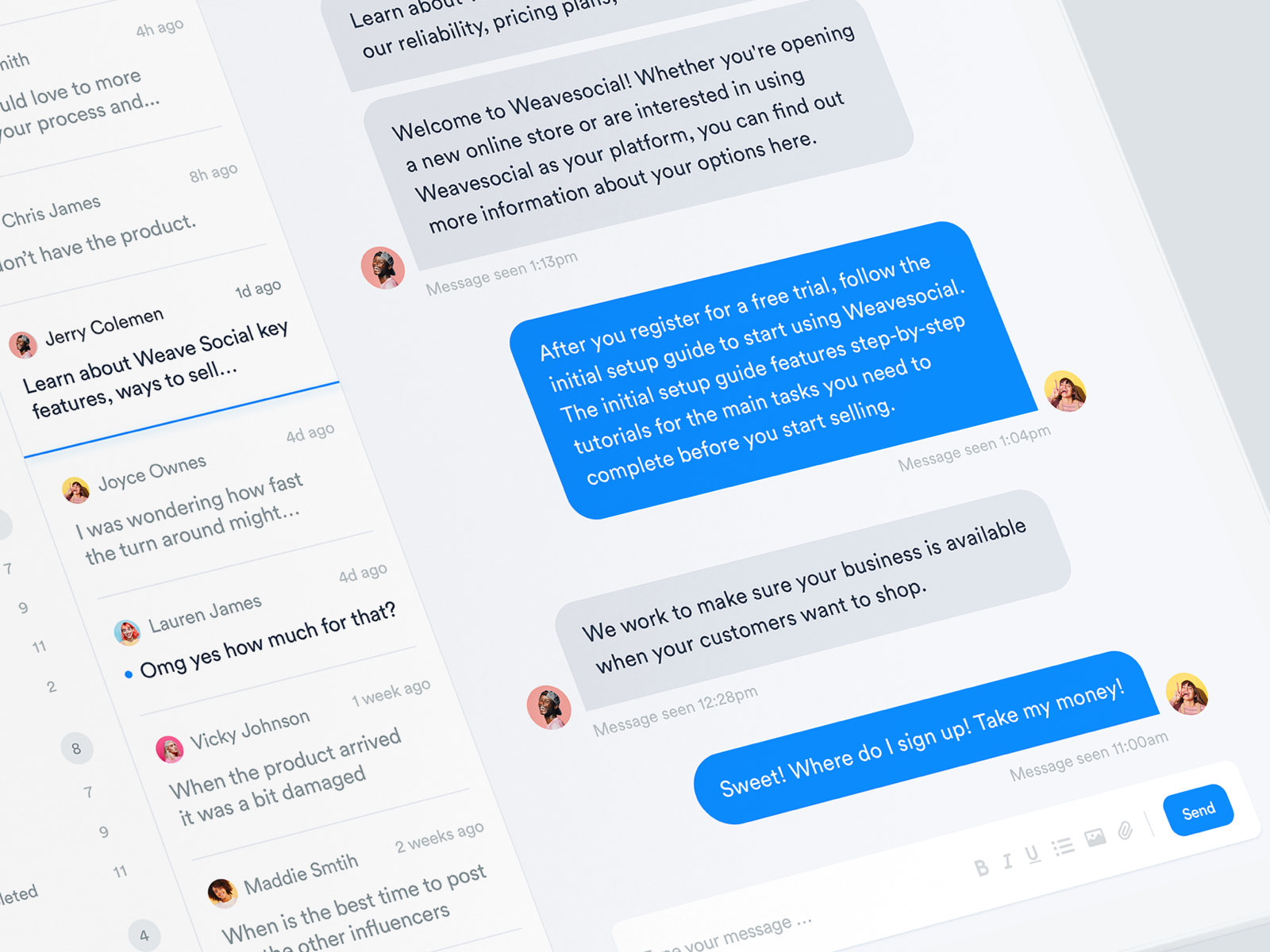 Weave - Chat Ui by Alex Banaga on Dribbble