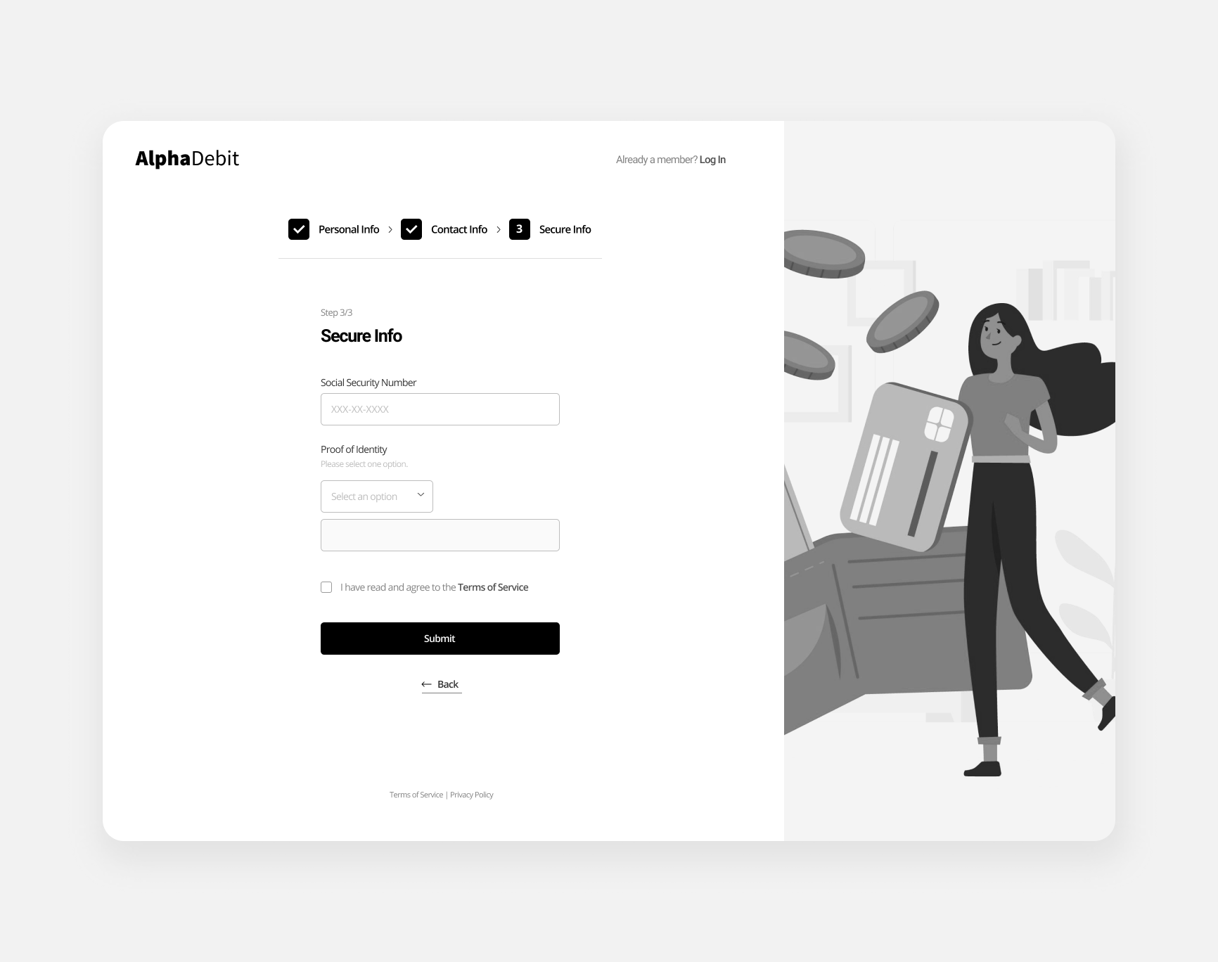 AlphaDebit - Multi-step form by Lina Kim on Dribbble
