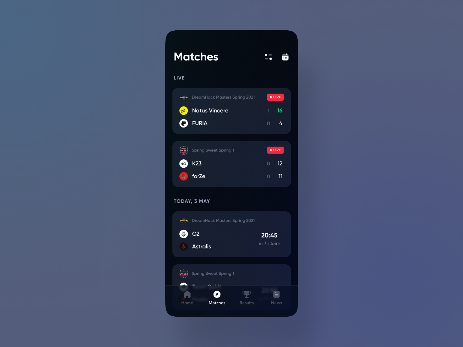 Esports app by Dmitry Lauretsky for Ronas IT | UI/UX Team on Dribbble