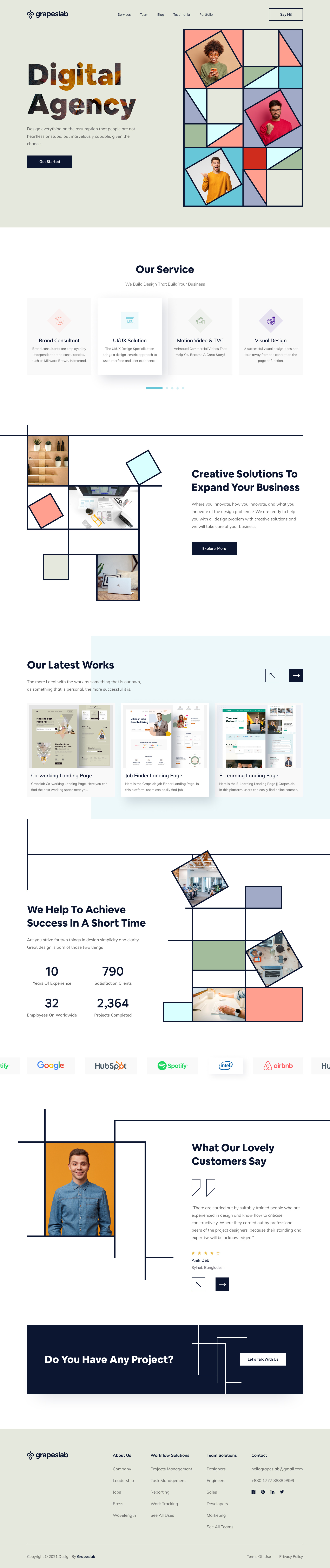 Digital Agency Landing Page by Grapeslab on Dribbble