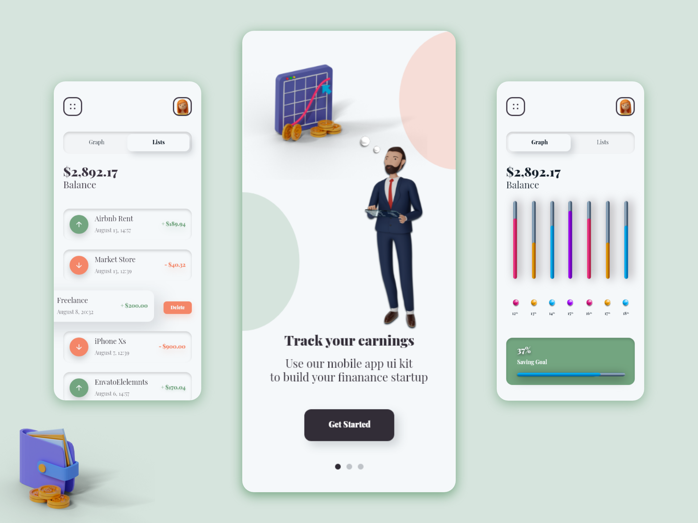 Track Your Earnings | Mobile App Design | UI Design by Hemins Bhavar on ...