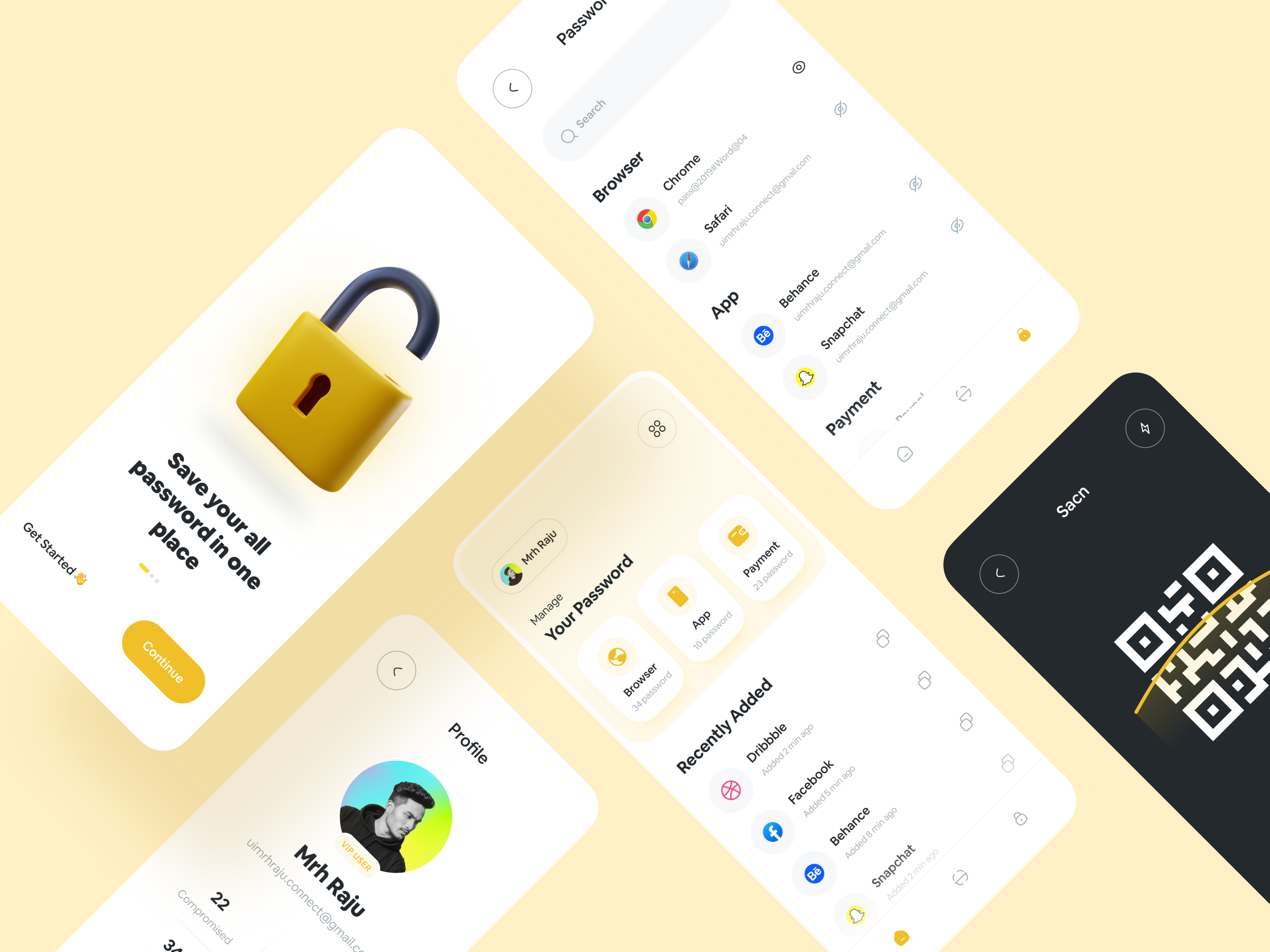 Password Manager App UI by Raju Husen on Dribbble