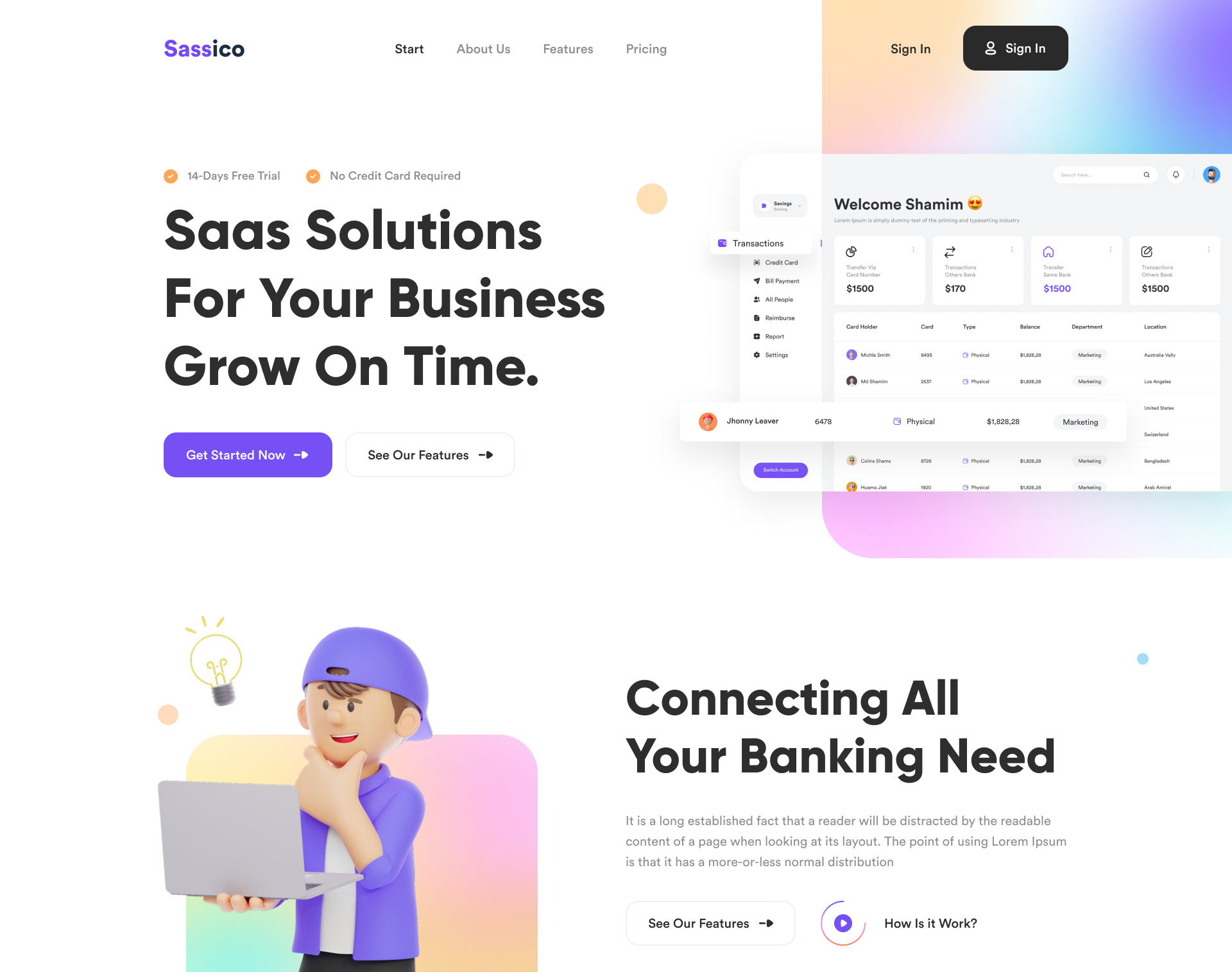 Sass App Landing Page UI by Md Shamim Hossain for Devignedge Design ...