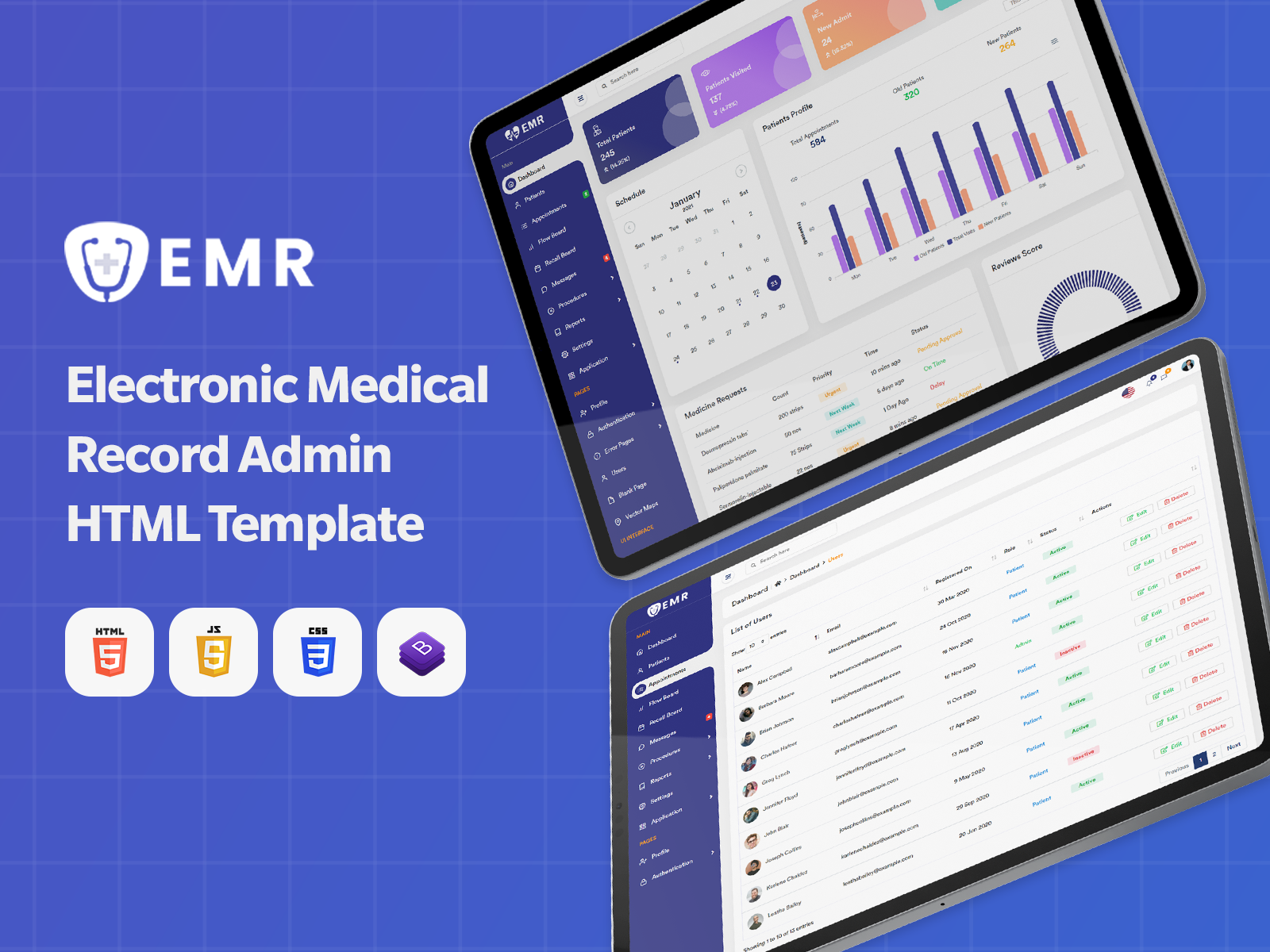EMR - Electronic Medical Record Admin HTML Template by Dreams ...