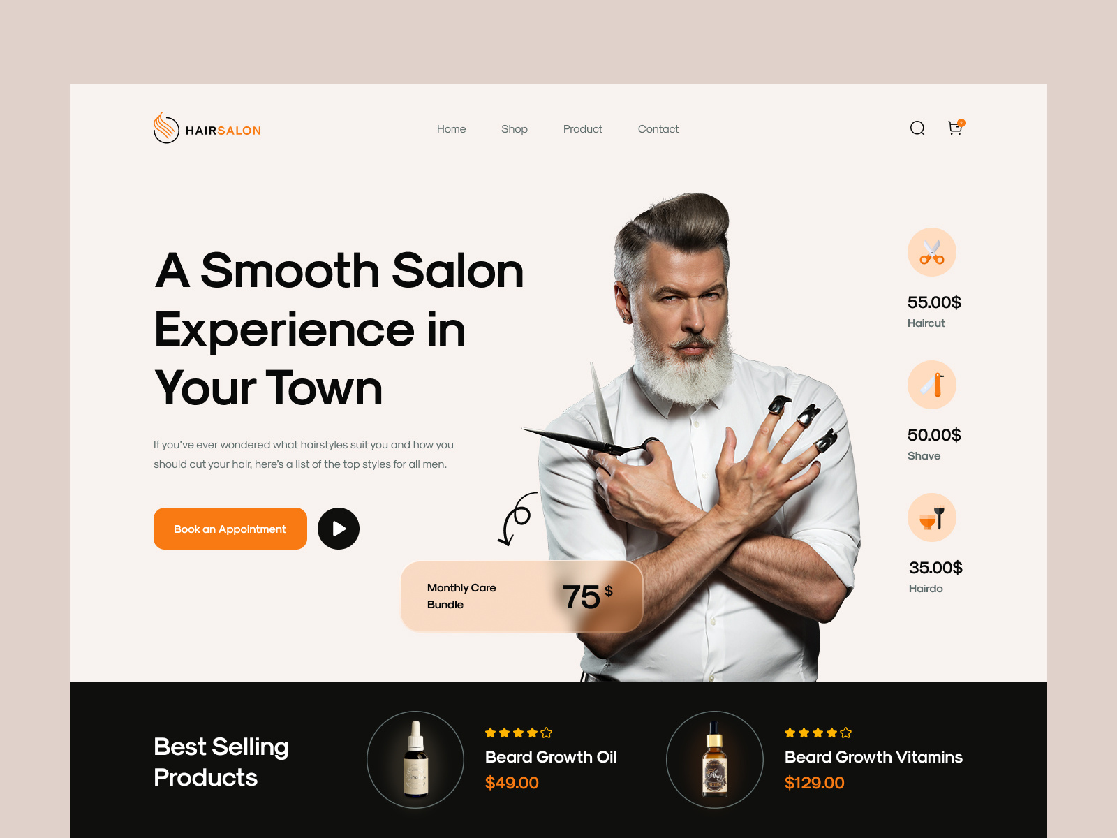 Barber Shop Hero Exploration by RH | Web & Mobile App Design, Landing ...