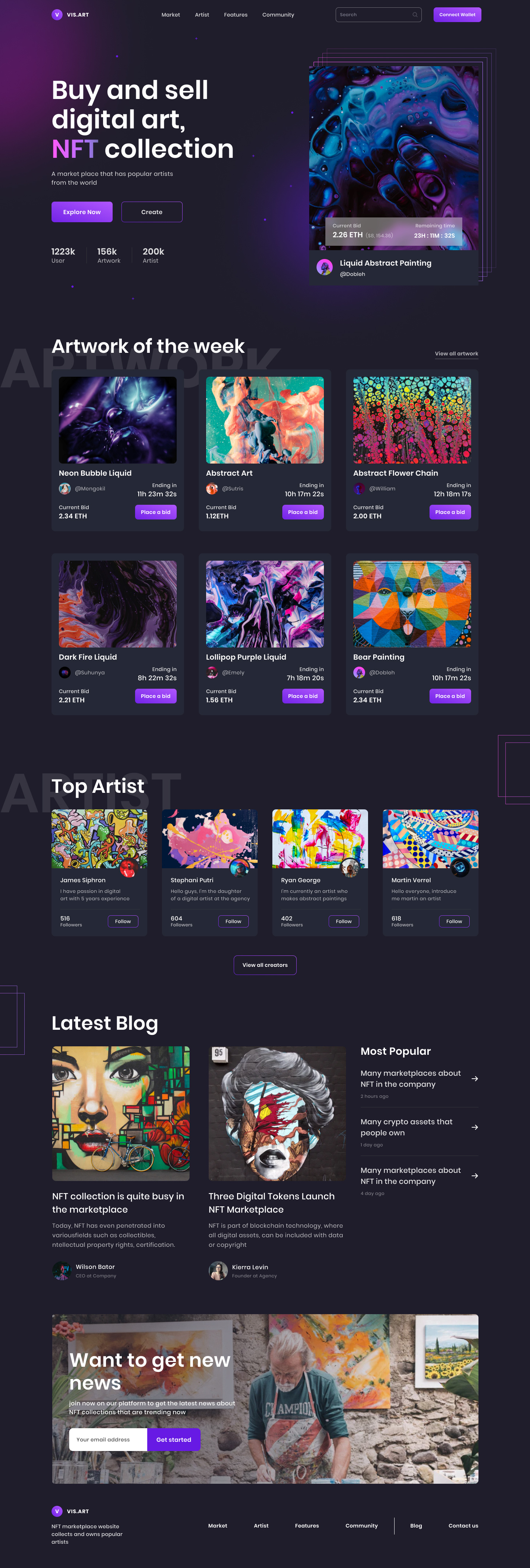 Vis.Art - NFT Marketplace Landing Page by Bagas Prayogo for Morva Labs on Dribbble