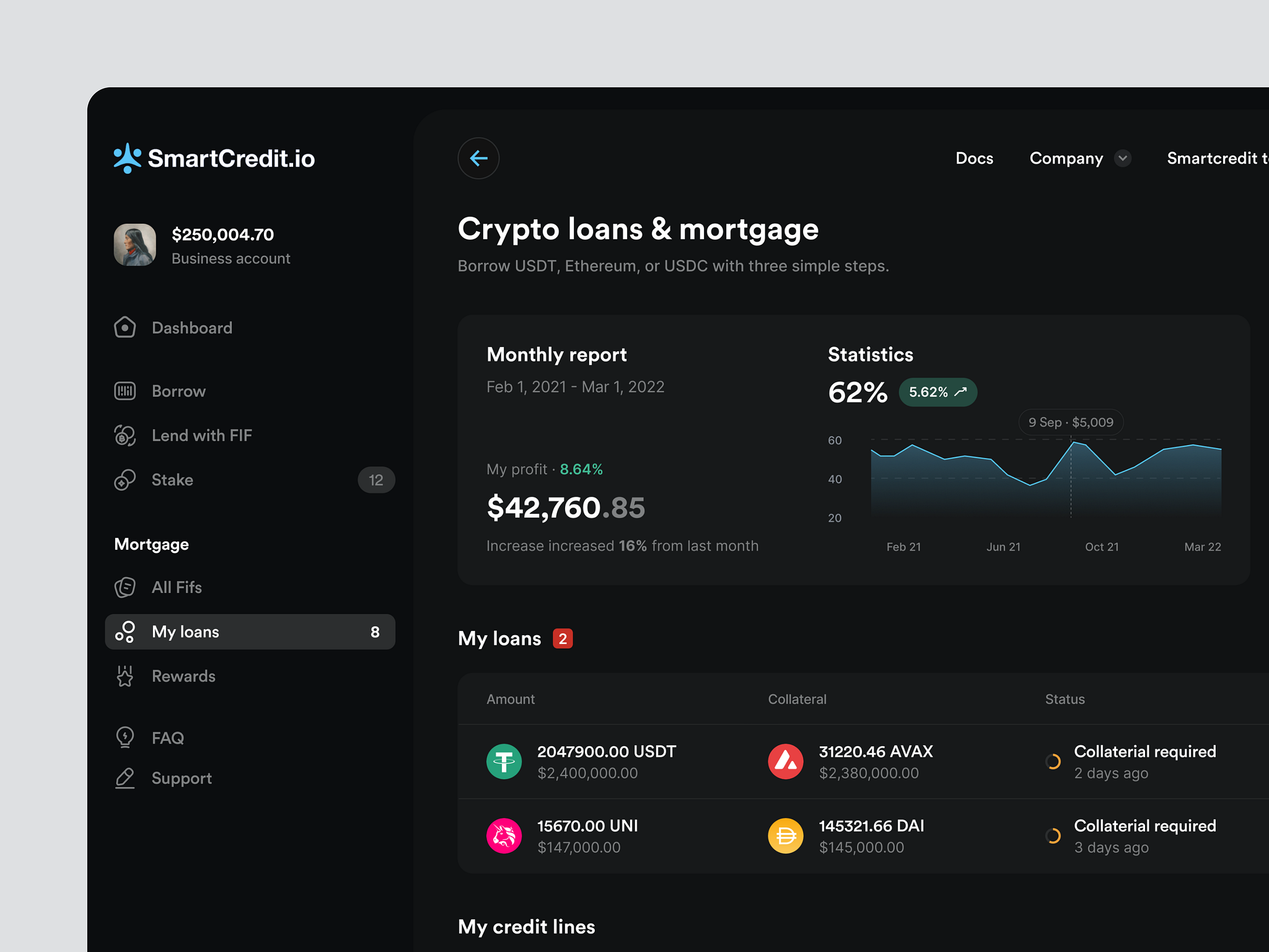 Smartcredit - Borrow crypto by Renat Muratshin on Dribbble