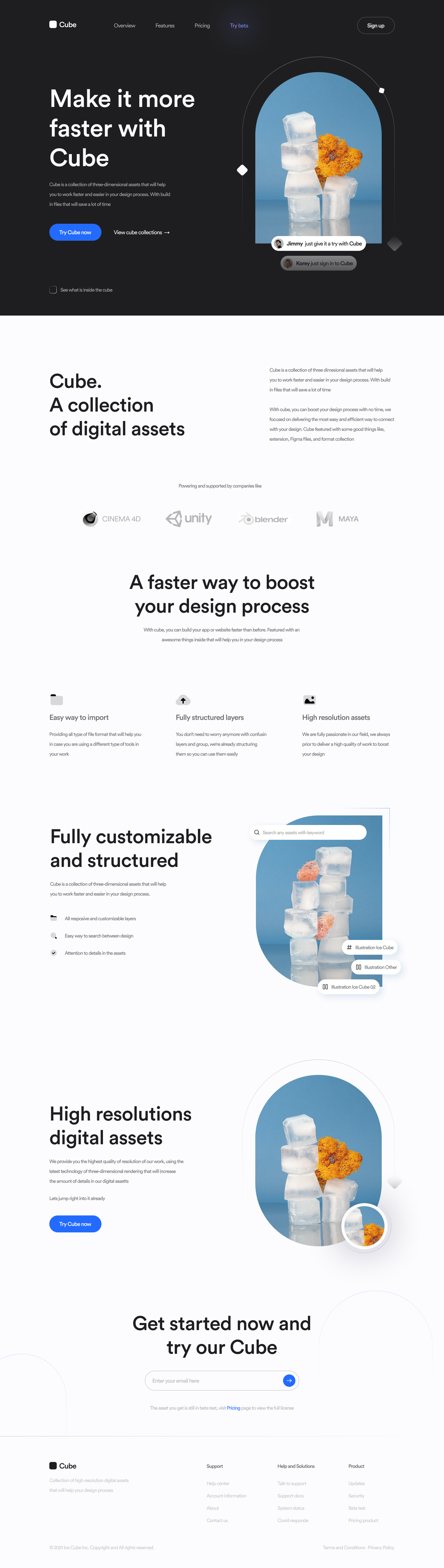 Cube · UI Assets Landing Page by Satria Nayottama for Pickolab Studio ...