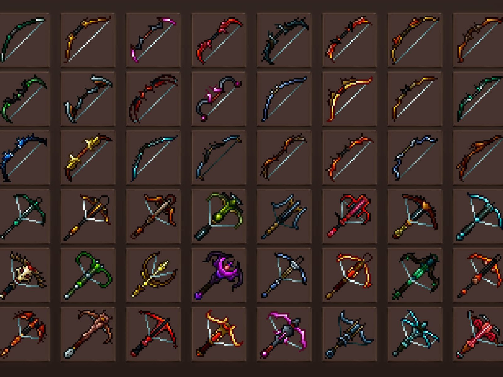 Free Bow and Crossbow Pixel Art Icons by 2D Game Assets on Dribbble