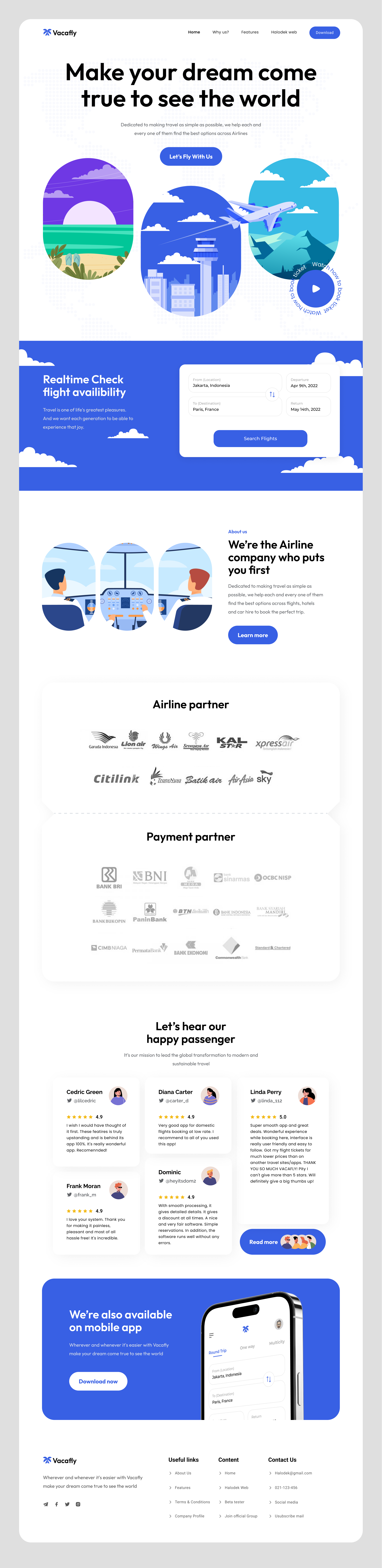 Vacafly - Flight Booking Landing Page by Zhofran Ardyan for Hatypo ...
