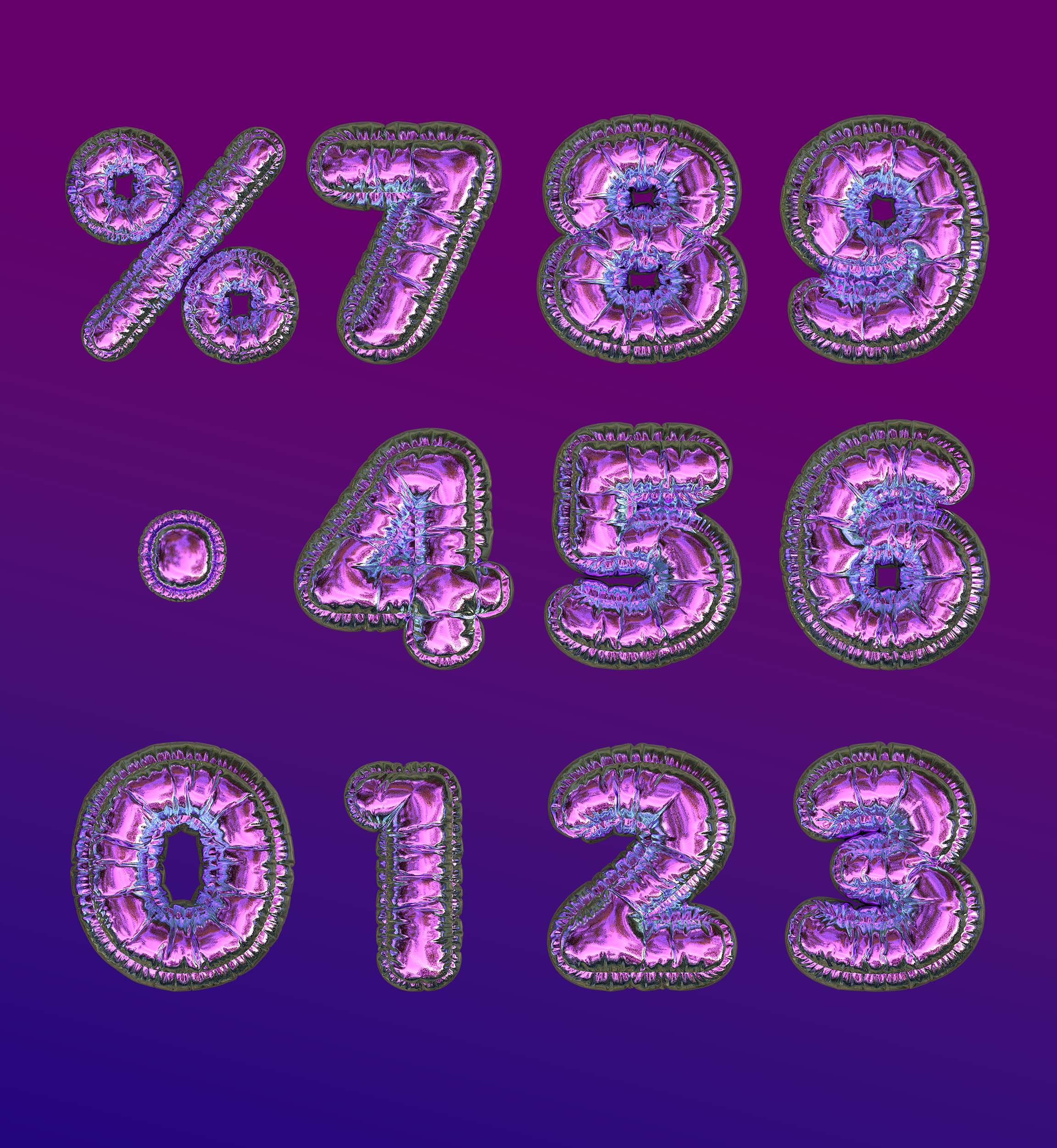 Inflated Number Purple by Vithz Studio on Dribbble