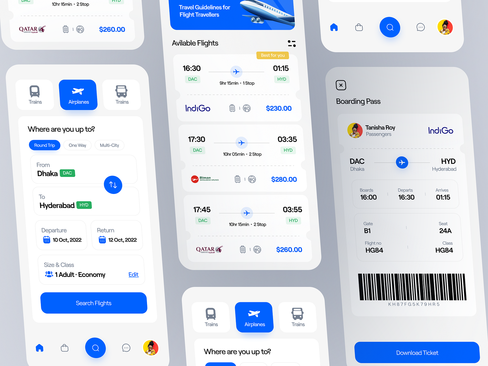 Booking App Flight Booking Screen Design by Akash Das for Creative ...