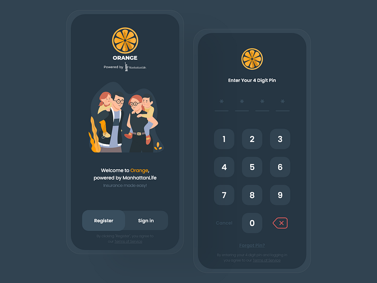 Orange - Mobile app screens by Daniel Bihari — owento™ on Dribbble