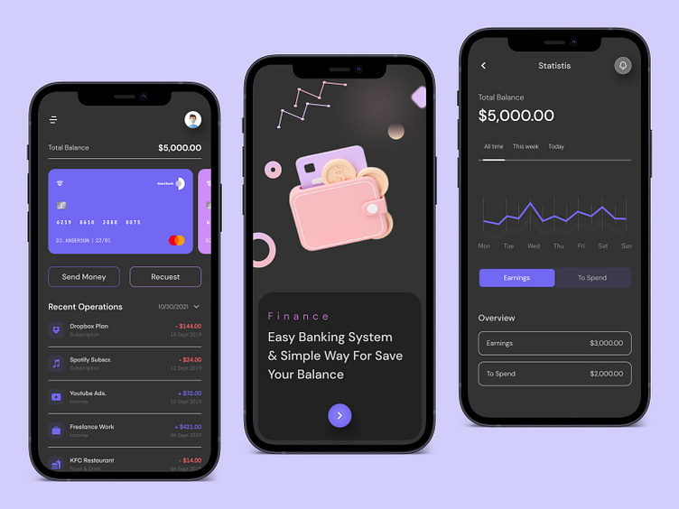 Financial Mobile App Design by Oyasim Ahmed for Zain's Studio on Dribbble