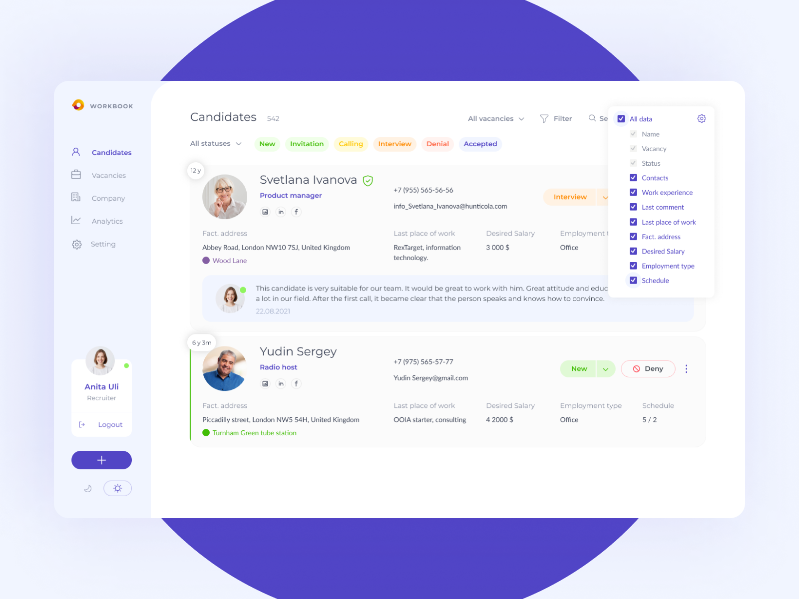 ATS. Candidate management system by Melnica_website on Dribbble