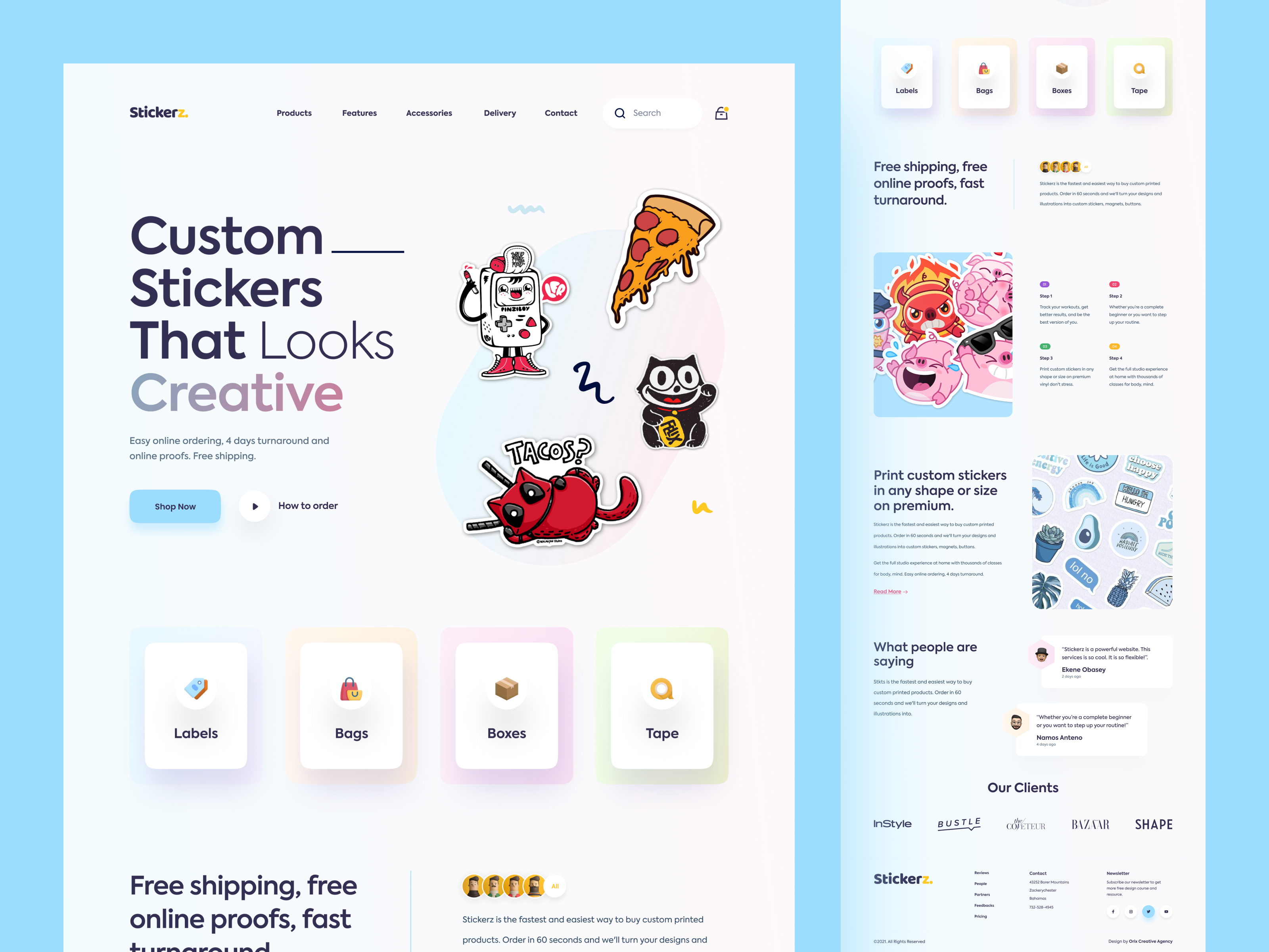 Sticker Landing Page by Sajon for Orix Creative on Dribbble