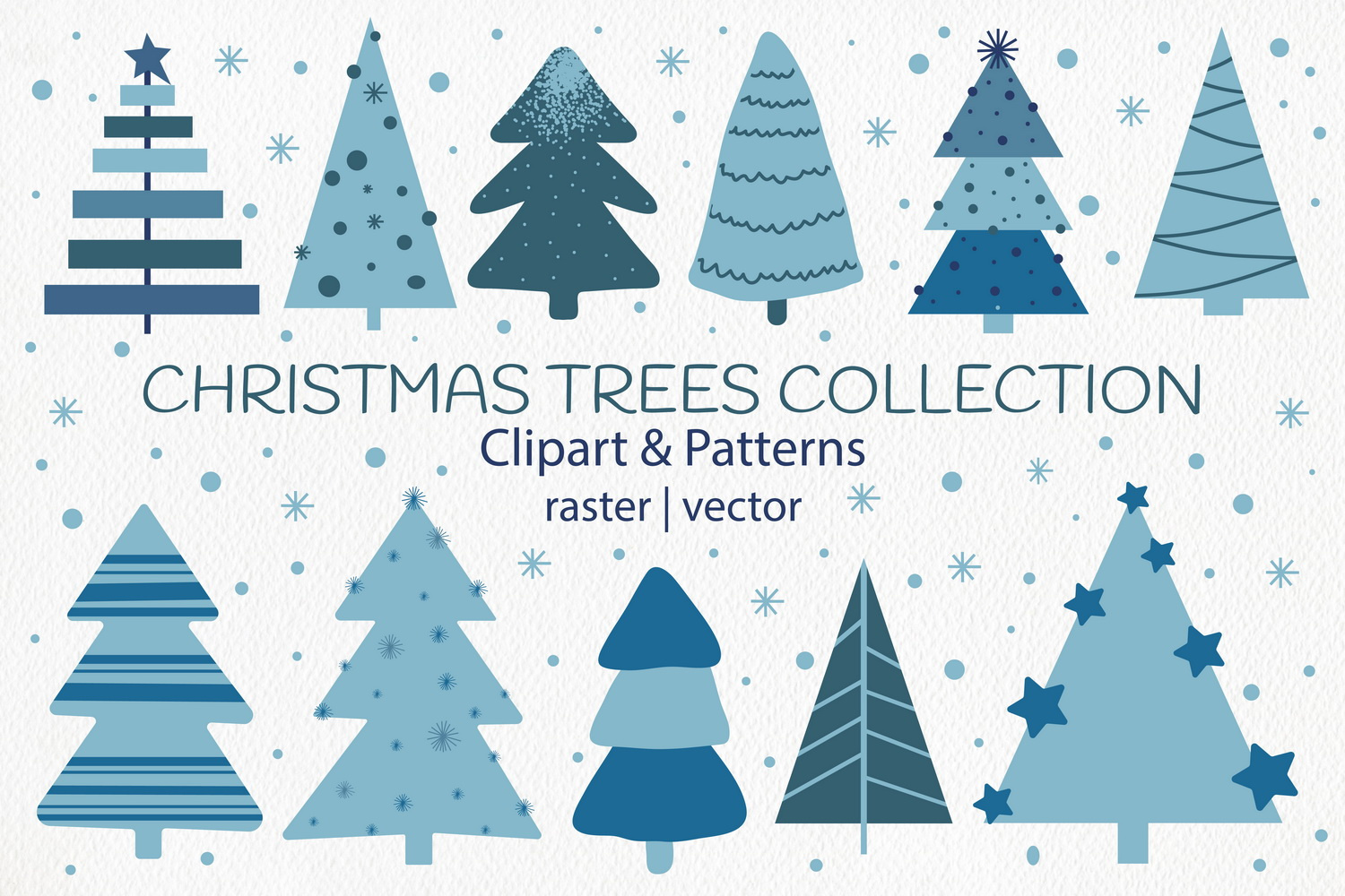Christmas Trees Clipart & Patterns by Iryna on Dribbble