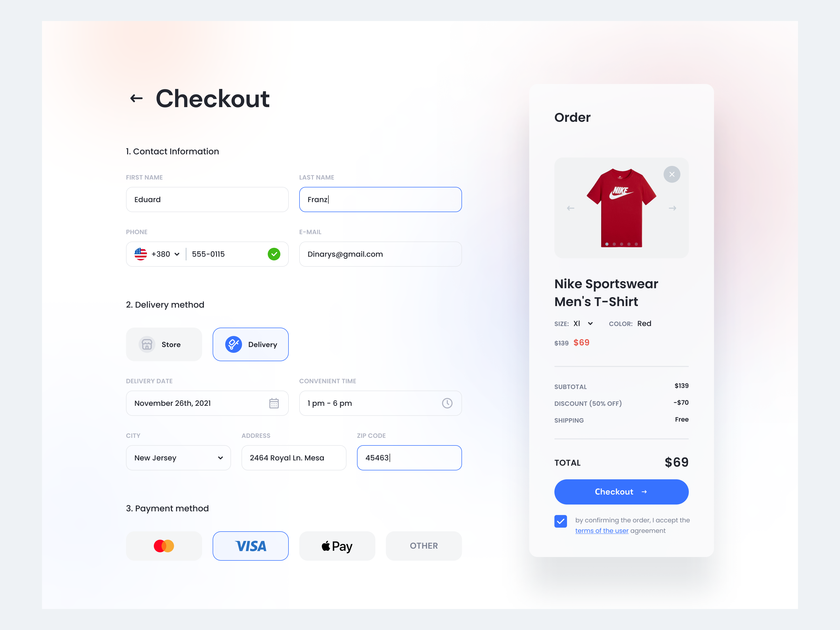 Checkout Page by Igor for Dinarys on Dribbble