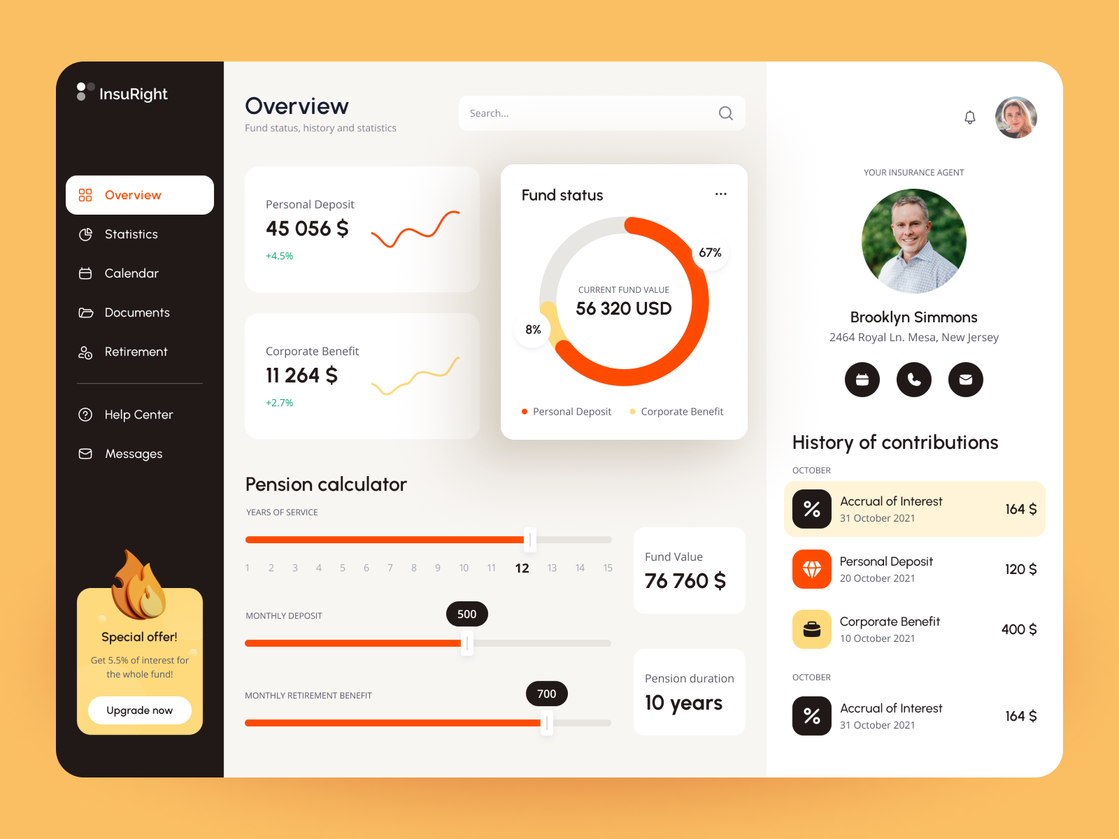 Dashboard for Insurance for retirees App by Cadabra Studio on Dribbble